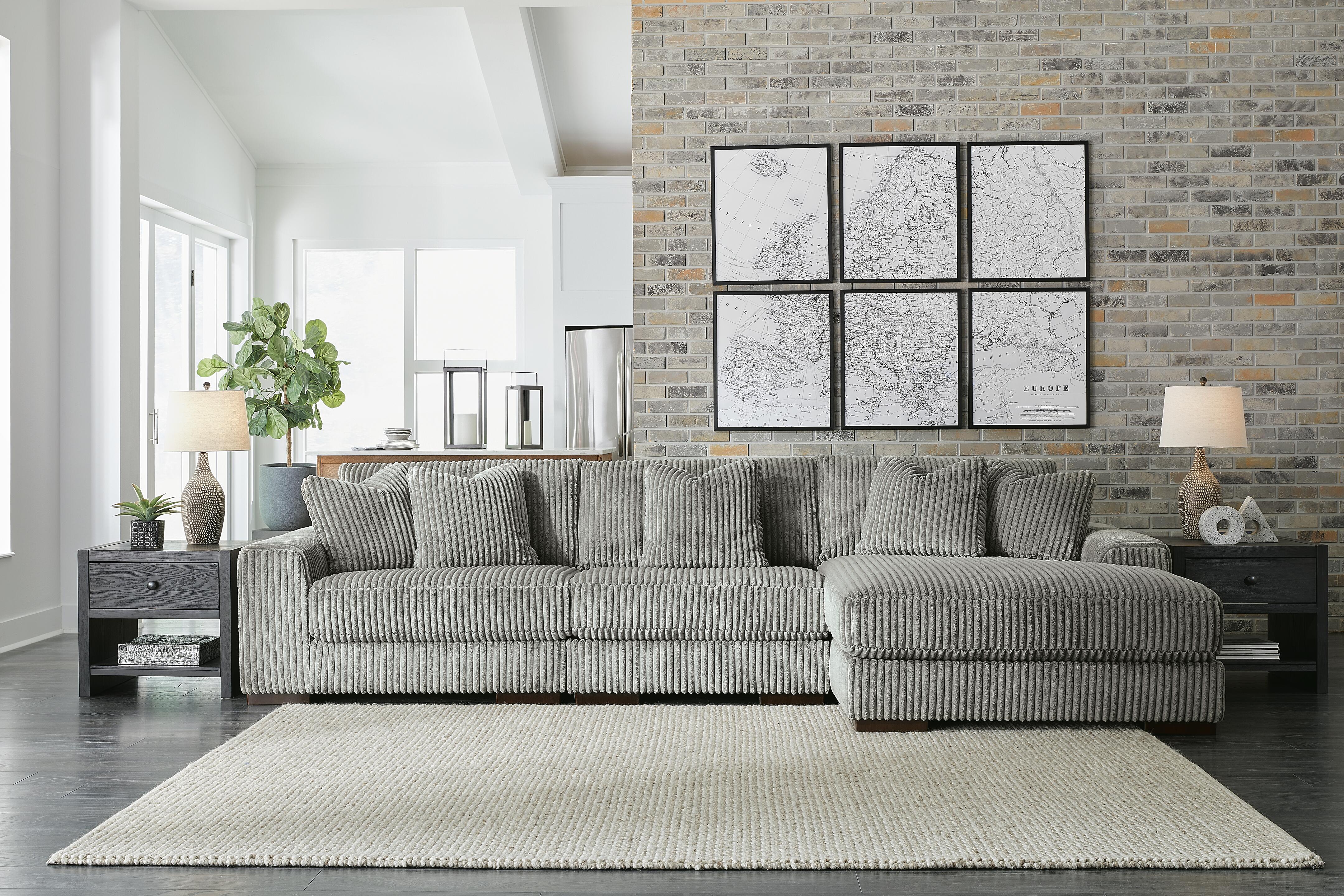 Click here for Lindyn 3-Piece Modular Sofa with Chaise  Fog prices