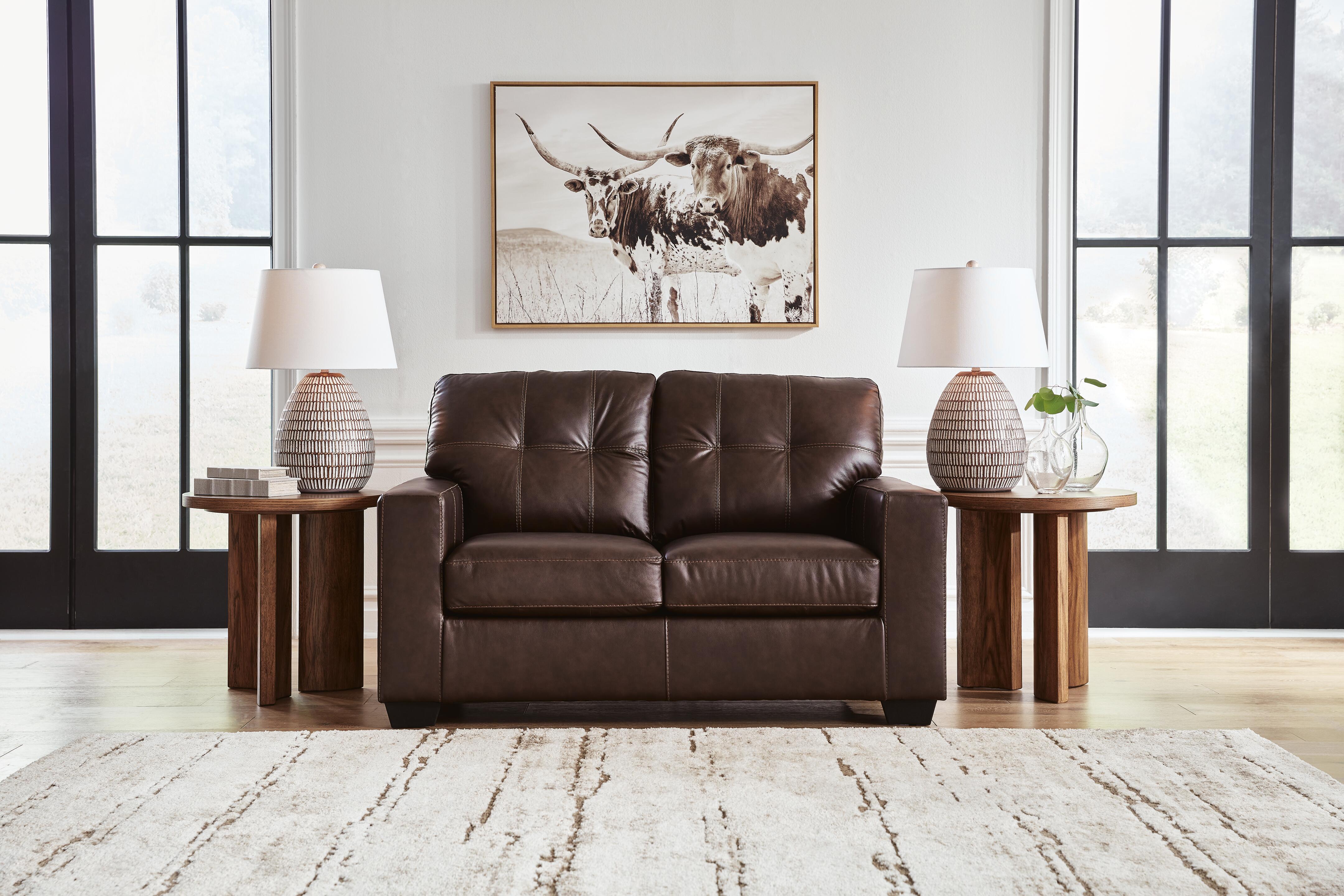 Click here for Santorine Leather Loveseat Leather  Dark Brown prices