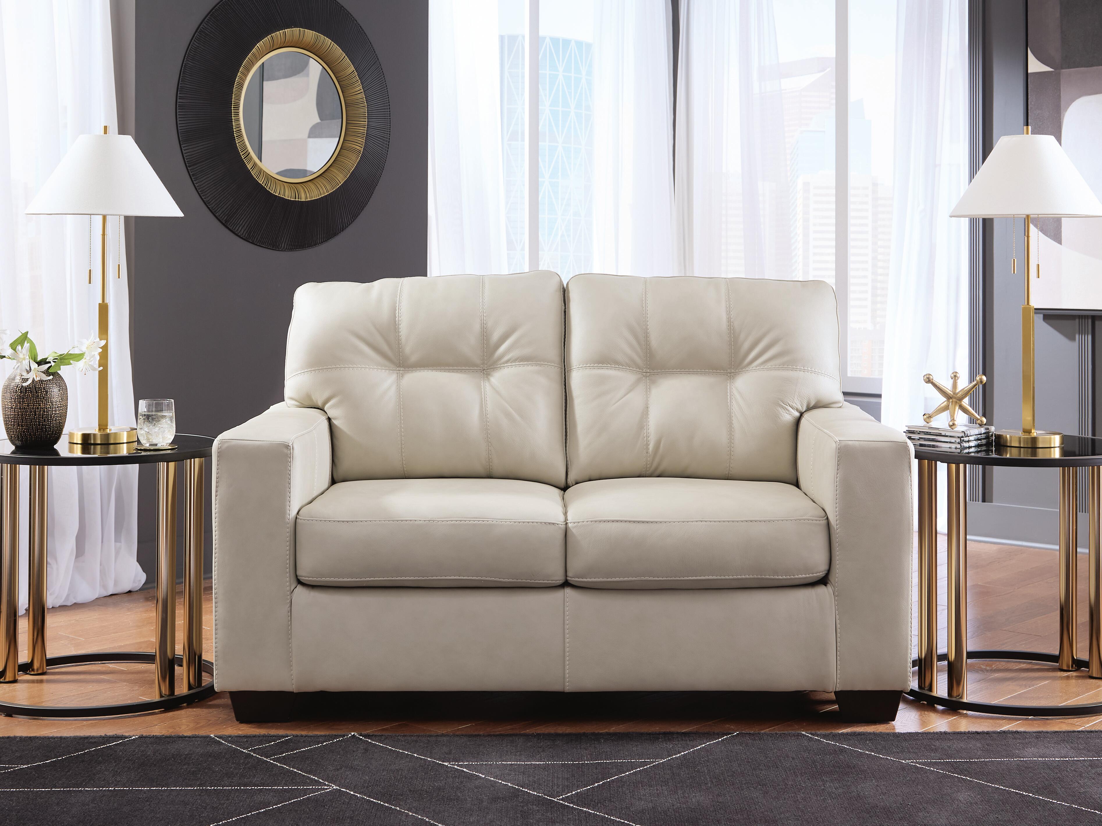 Click here for Santorine Leather Loveseat Leather  Bone prices