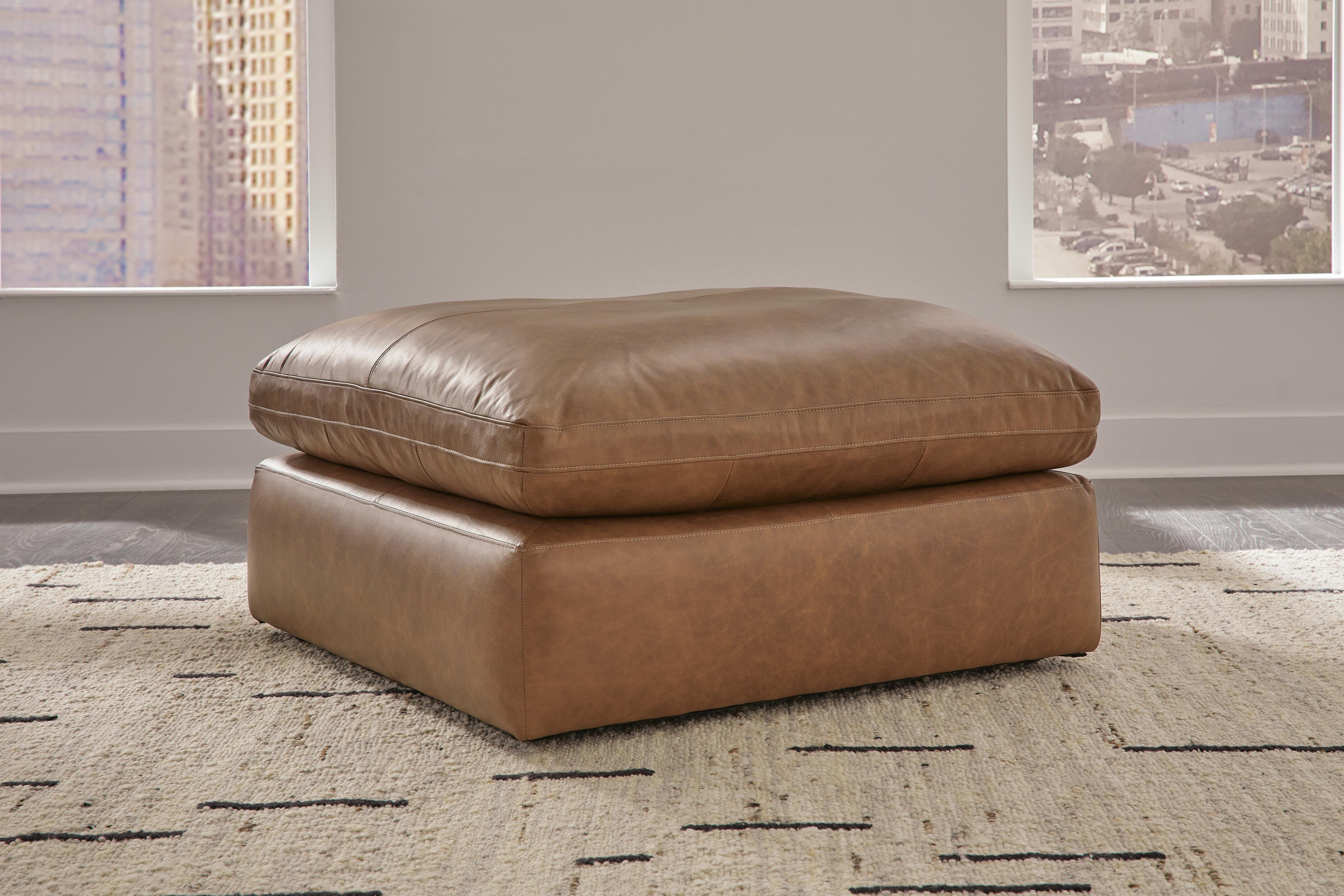 Click here for Emilia Oversized Leather Accent Ottoman Leather  C... prices