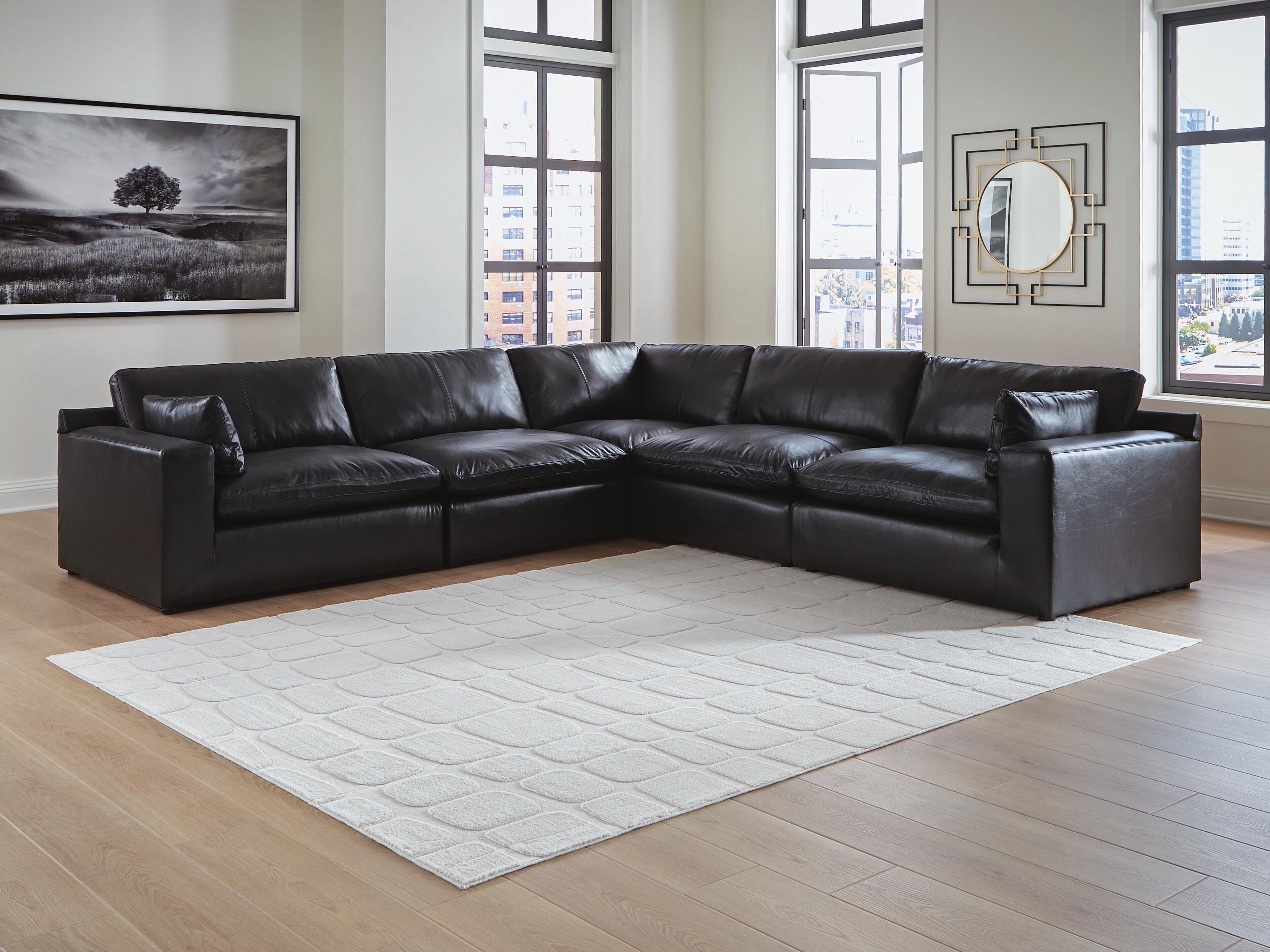 Click here for Emilia 5-Piece Leather Modular Sectional  Black prices