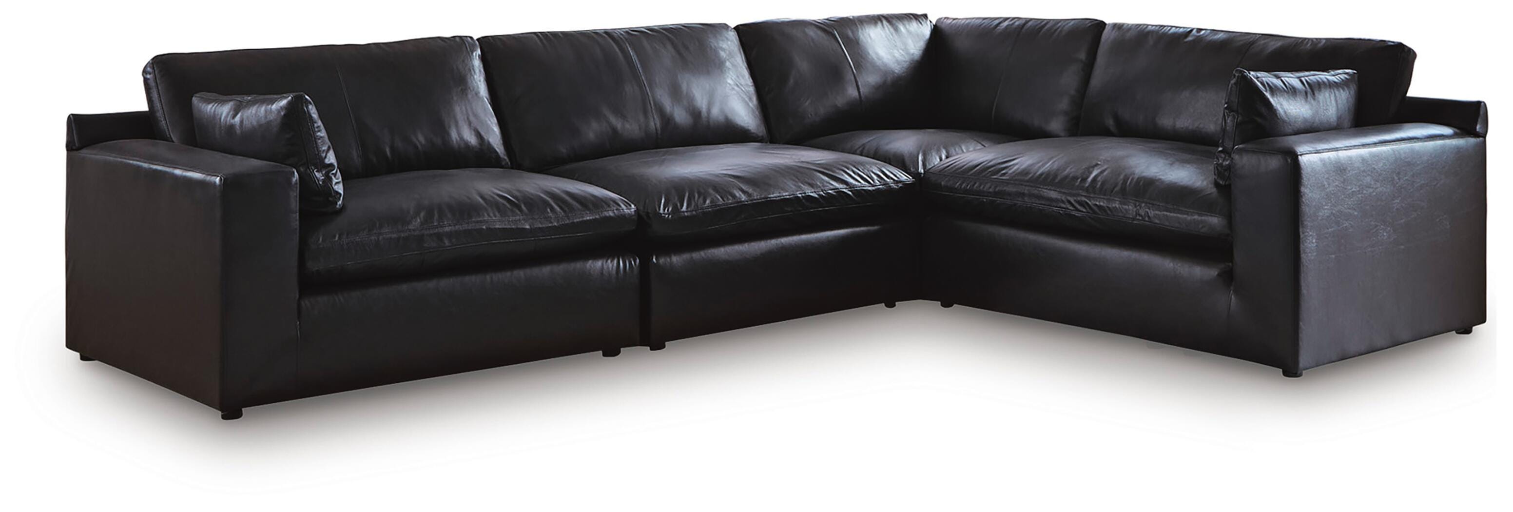 Click here for Emilia 4-Piece Leather Modular Sectional  Black prices