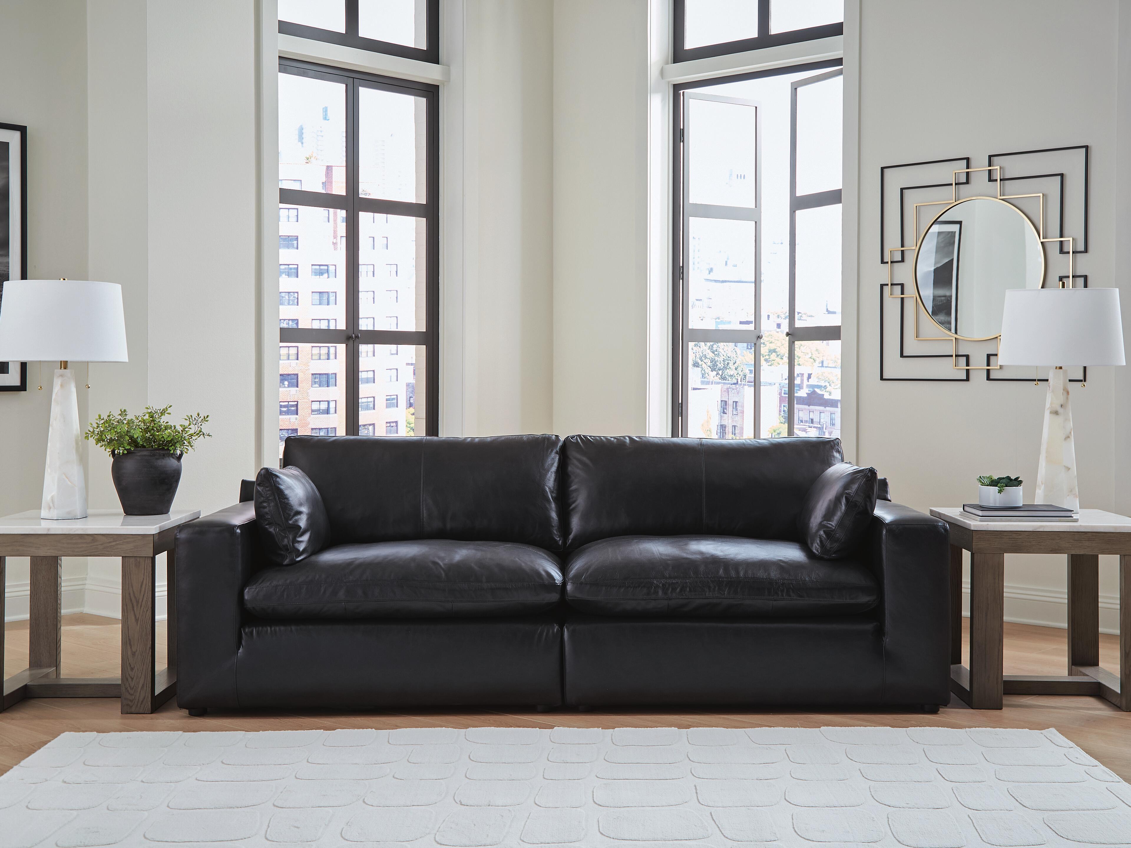 Click here for Emilia 2-Piece Leather Modular Loveseat  Black prices