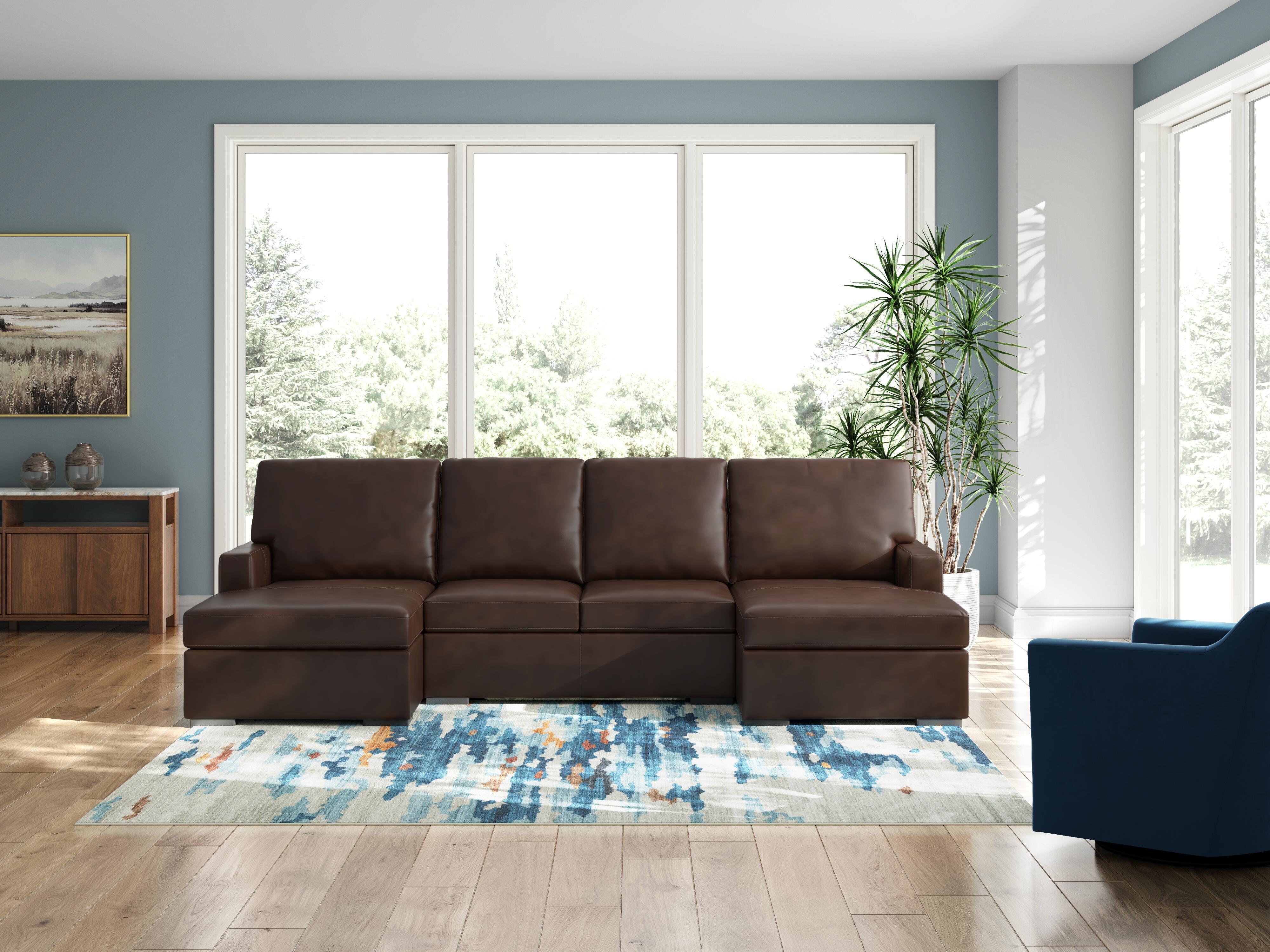 Click here for Modern Day 3-Piece Leather Sectional with Double C... prices