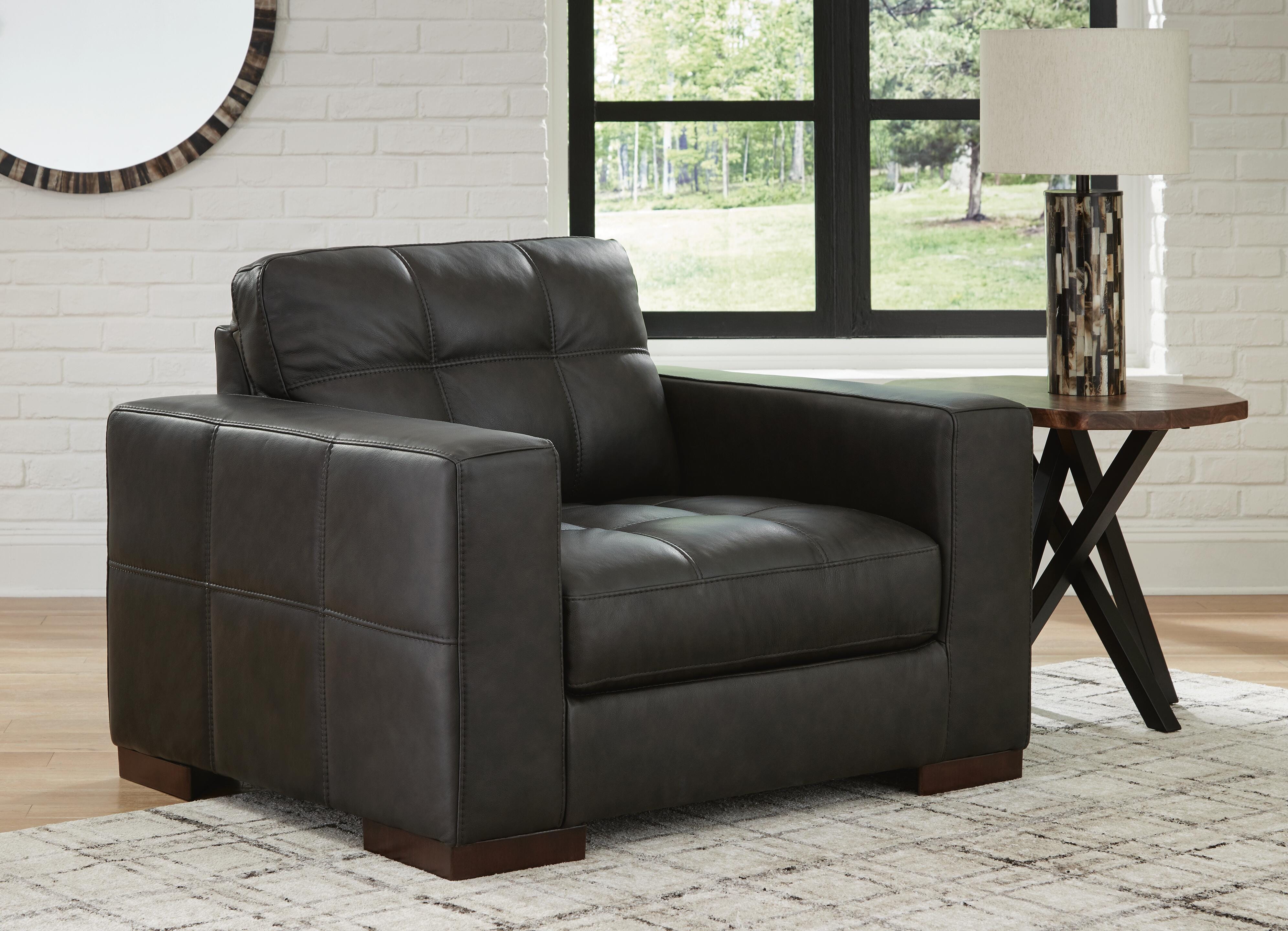 Click here for Luigi Oversized Leather Chair Leather  Thunder prices