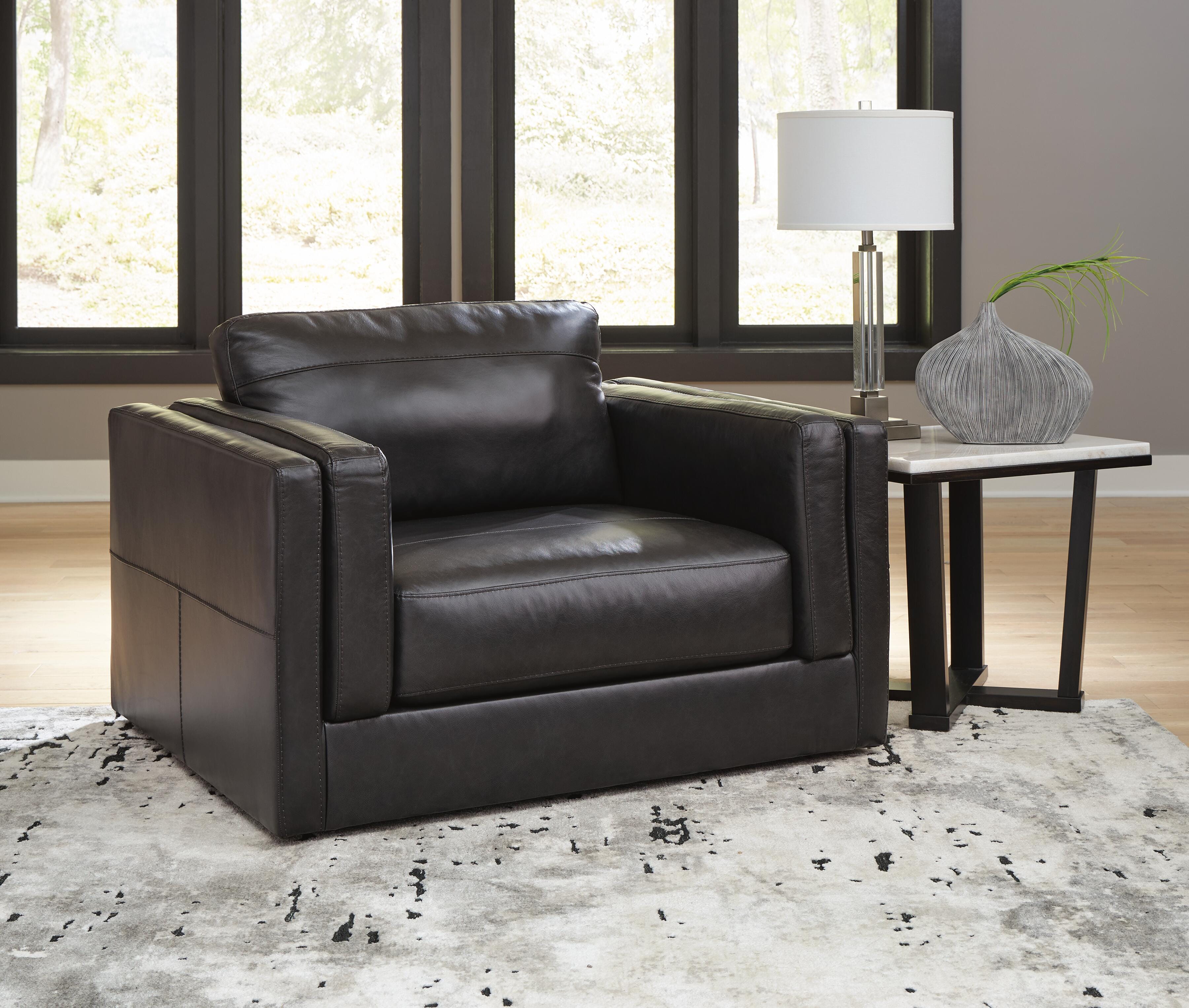 Click here for Amiata Oversized Leather Chair Leather  Onyx prices