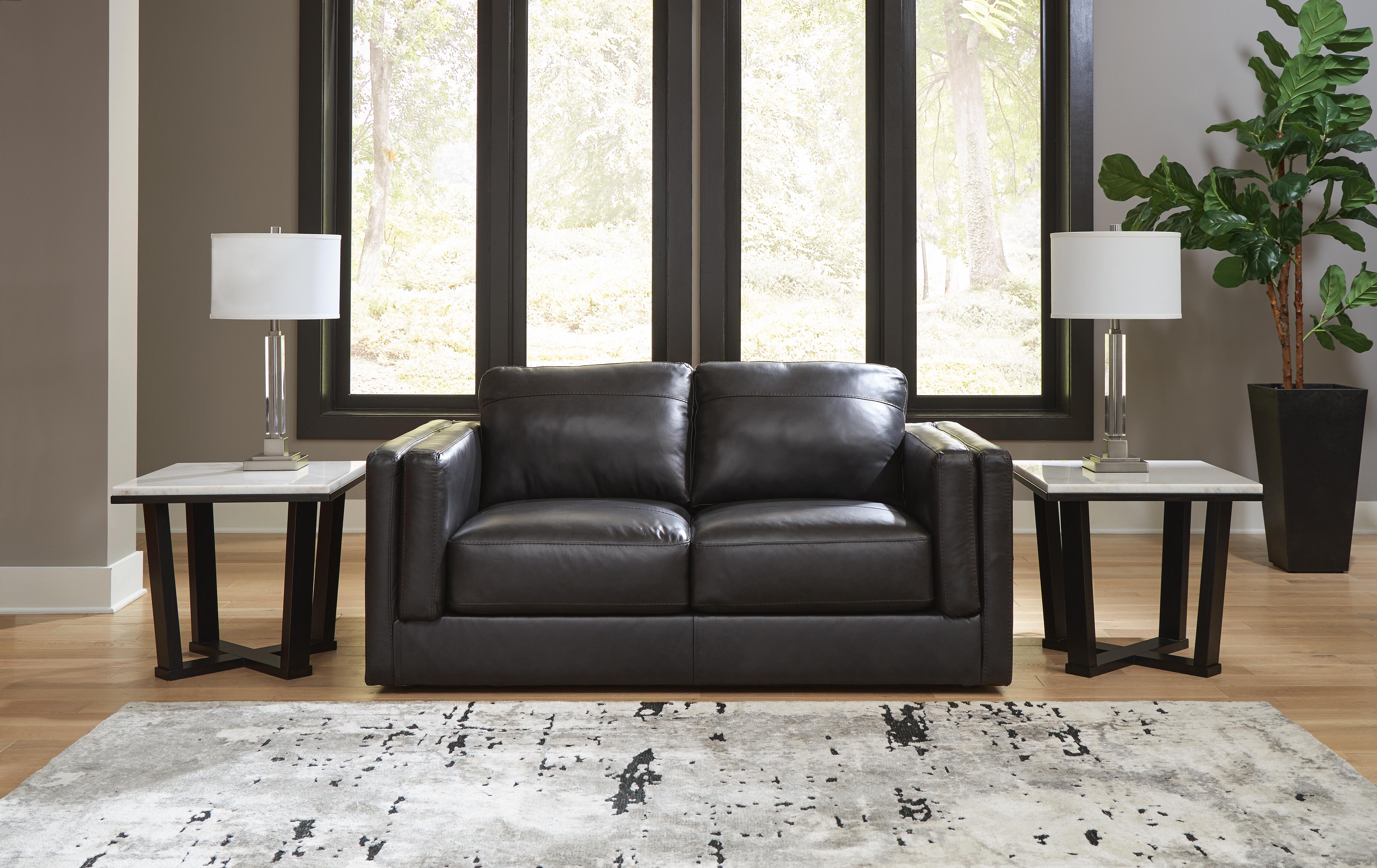 Click here for Amiata Leather Loveseat Leather  Onyx prices