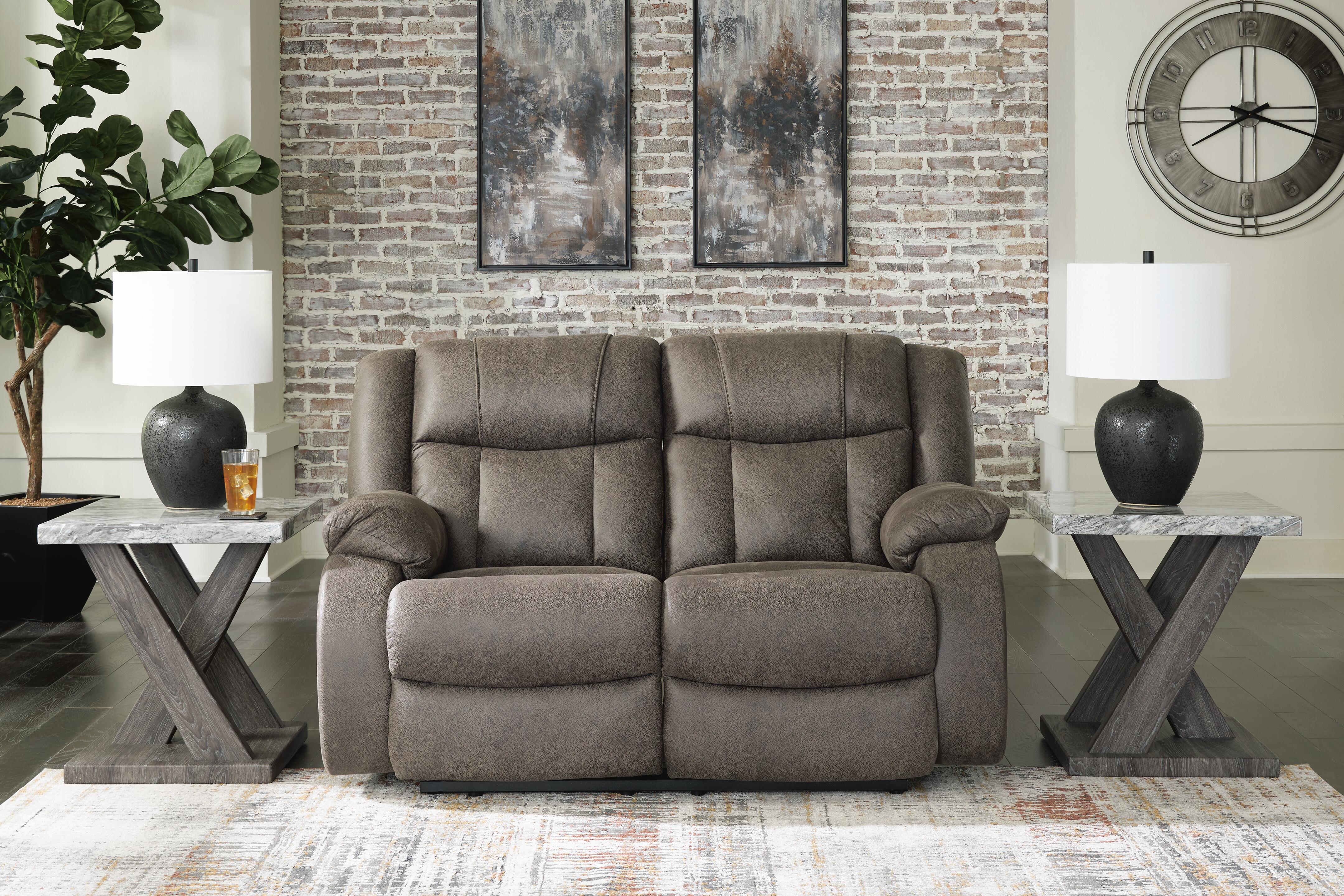 Click here for First Base Manual Reclining Loveseat  Gunmetal prices
