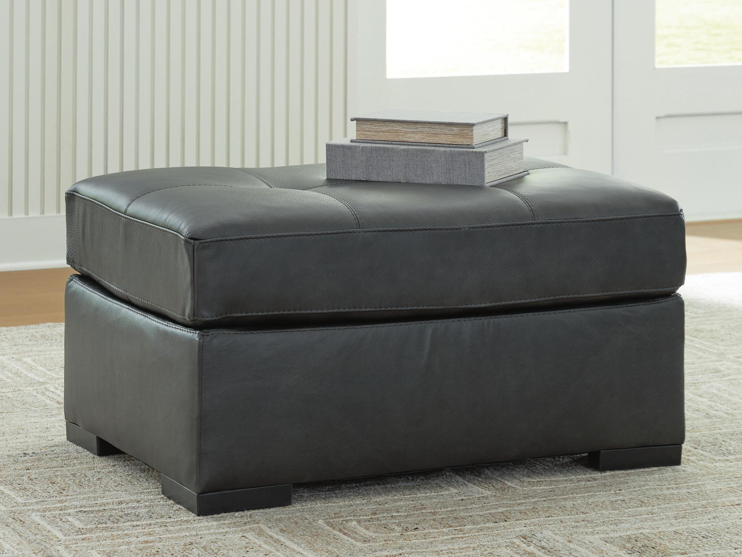 Click here for Brindley Pier Leather Oversized Accent Ottoman Lea... prices