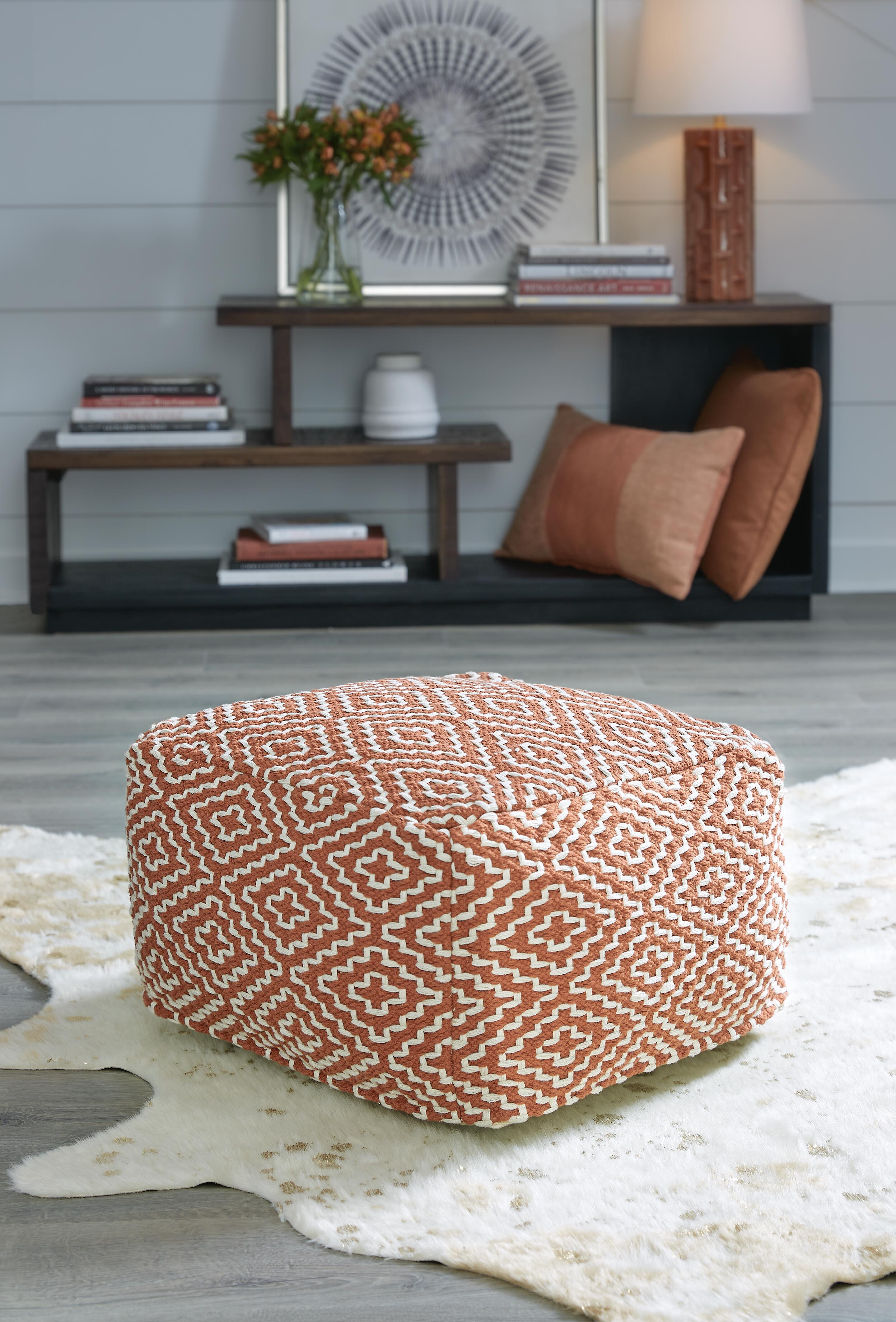Click here for Brynnsen Pouf  Rust/Ivory prices