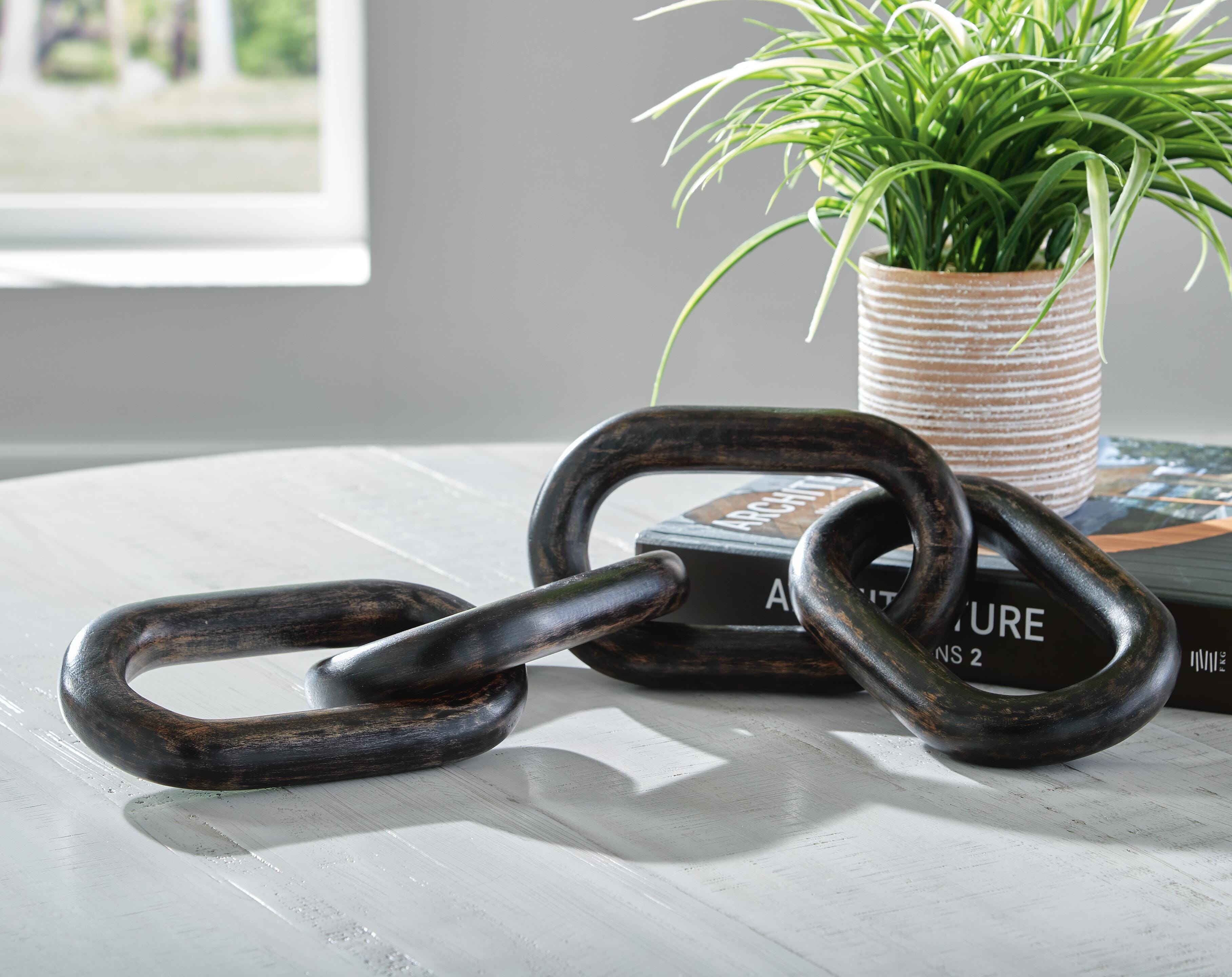 Click here for Mardelby Chain Sculpture  Distressed Black prices