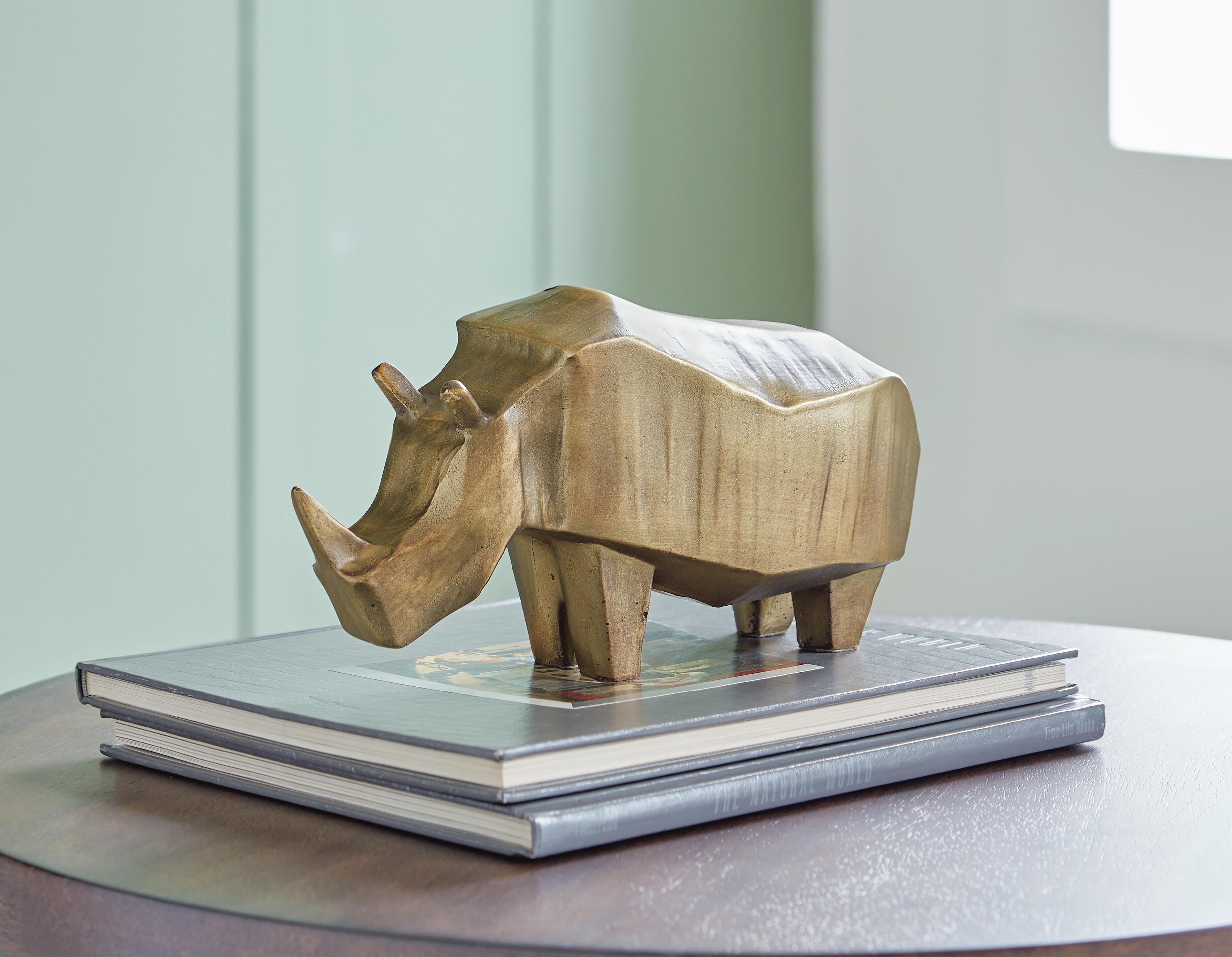 Click here for Gentwell Rhino Sculpture  Antique Gold Finish prices