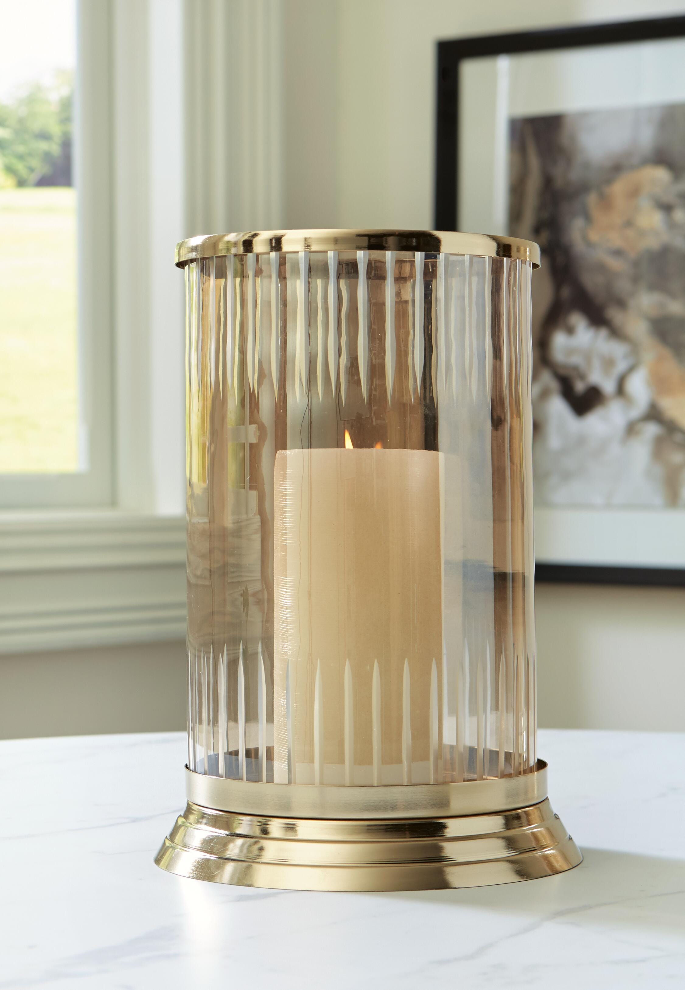 Click here for Aavinson Candle Holder  Amber/Gold Finish prices