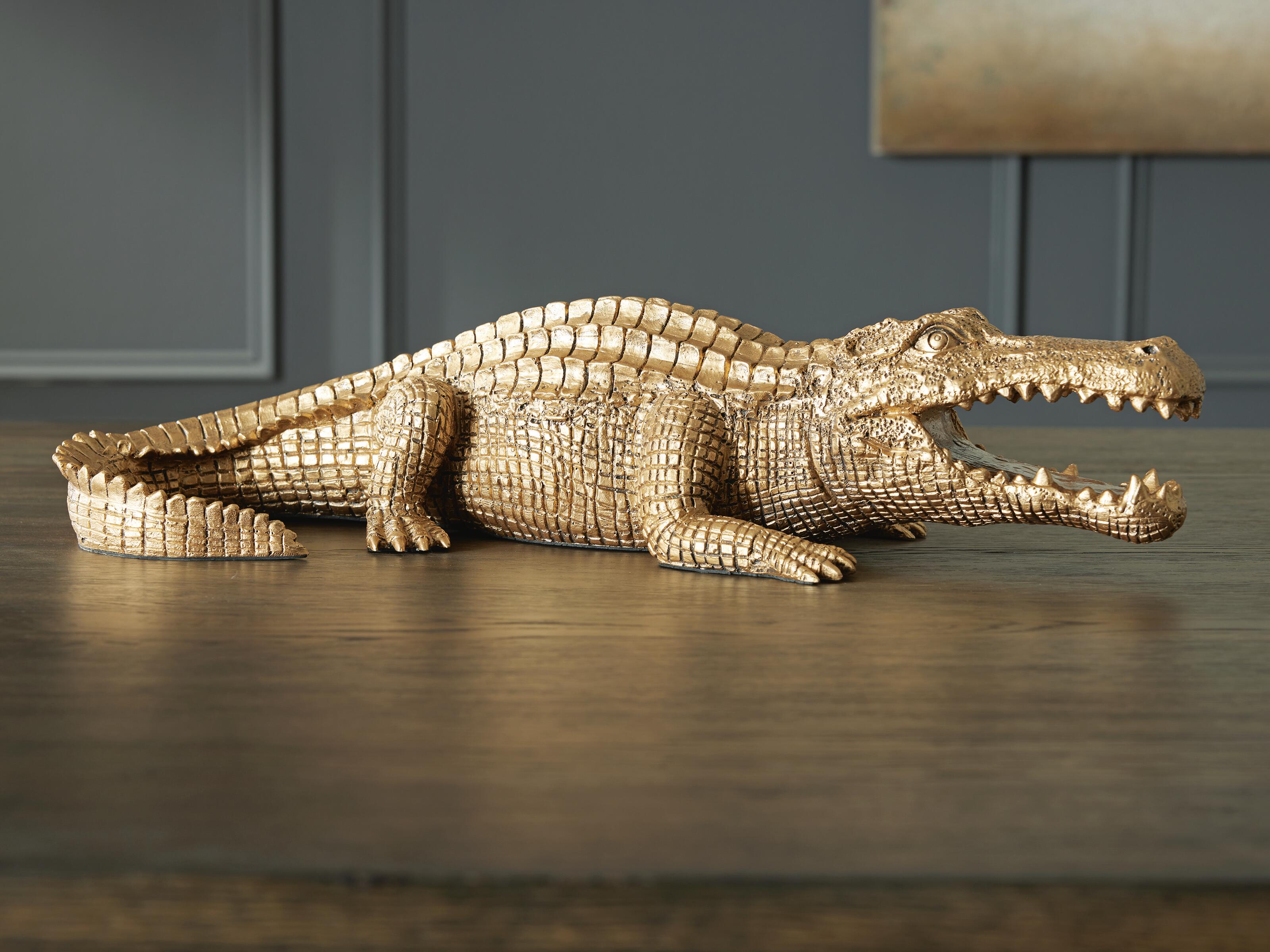 Click here for Lauretman Alligator Sculpture  Antique Gold Finish prices