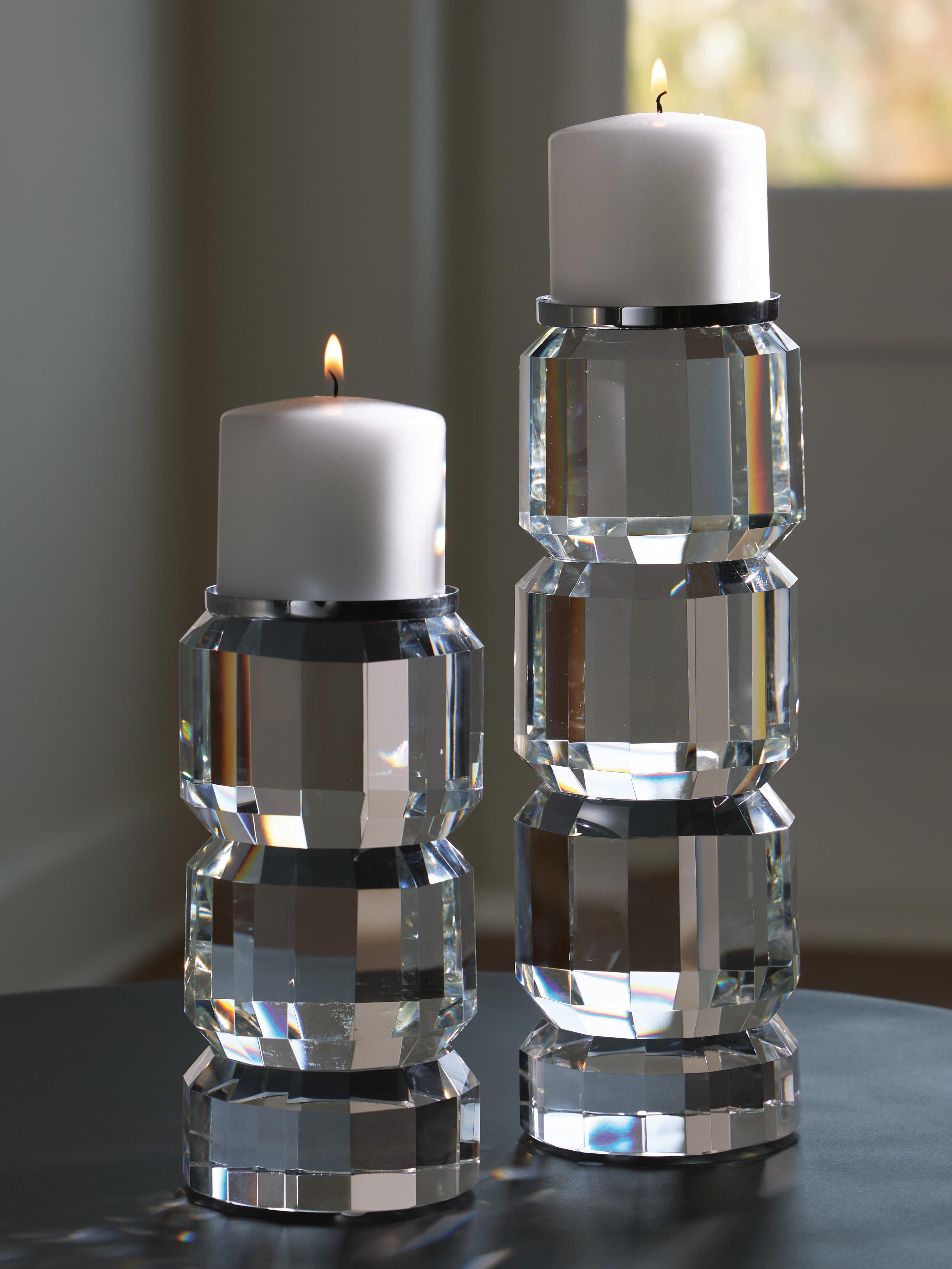 Click here for Brentley Candle Holder Set (Set of 2)  Clear/Silve... prices