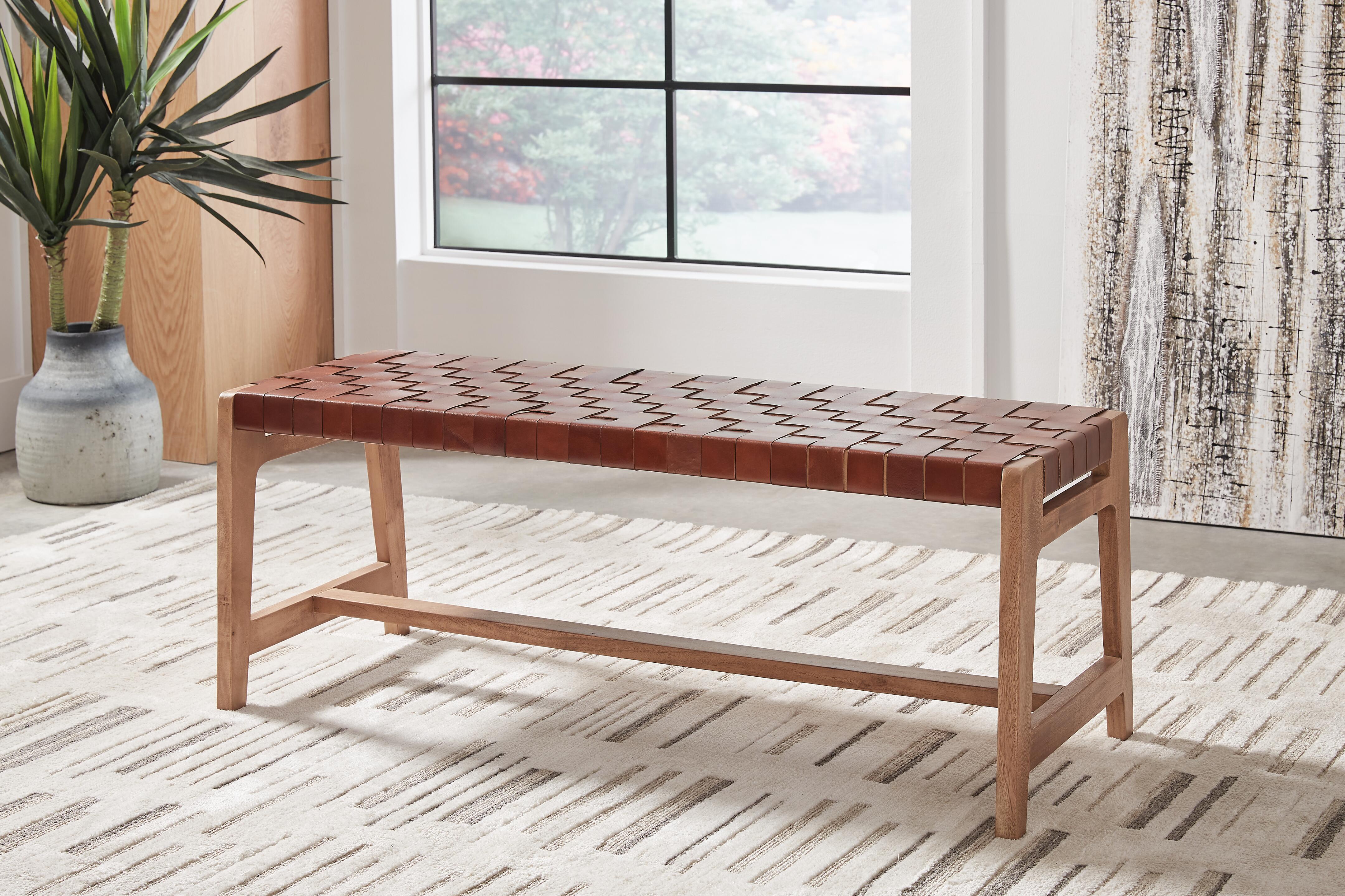 Click here for Lemmund Accent Bench Leather  Natural/Brown prices