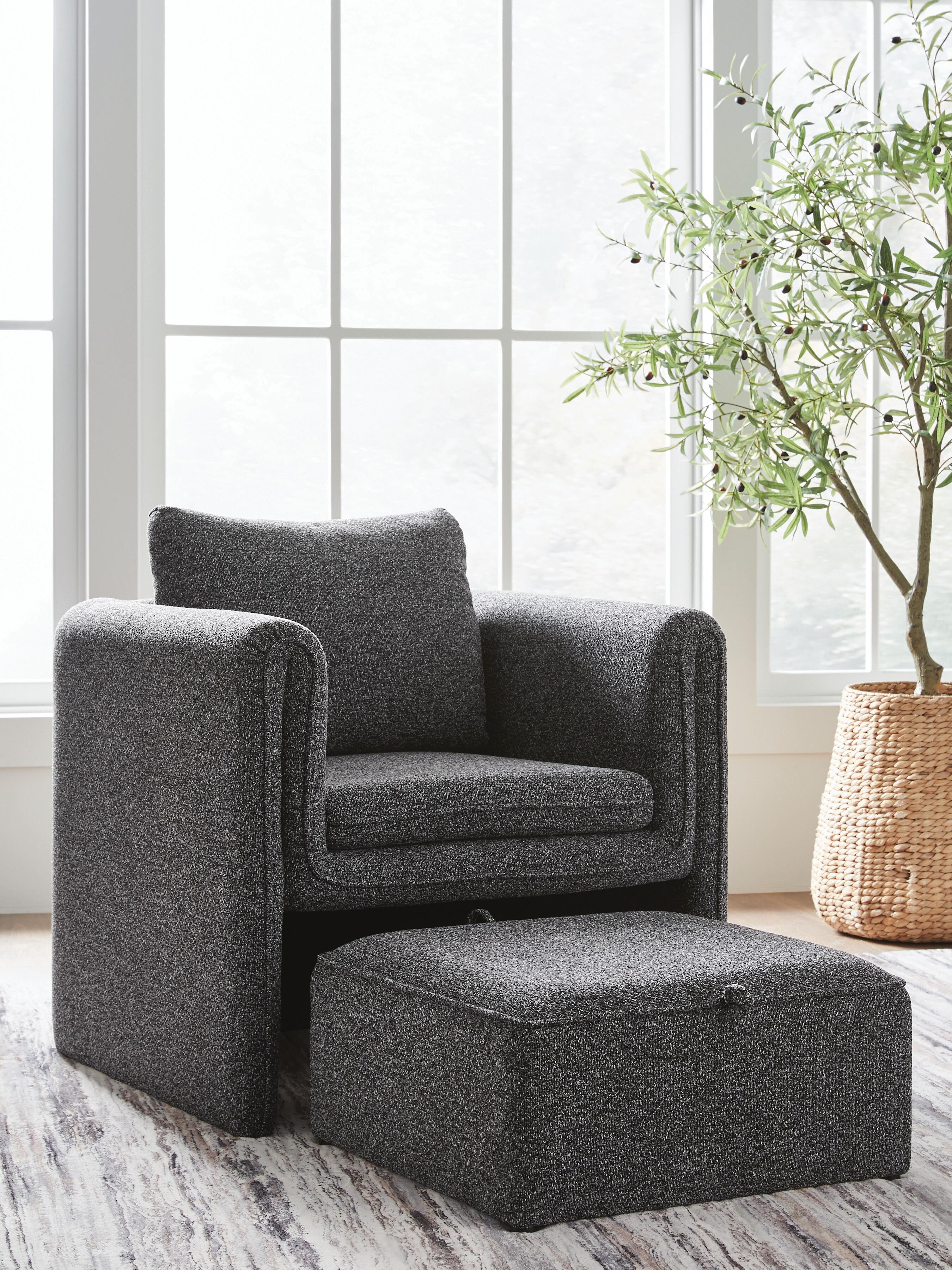 Click here for Vreni Accent Chair with Ottoman  Charcoal/Black prices