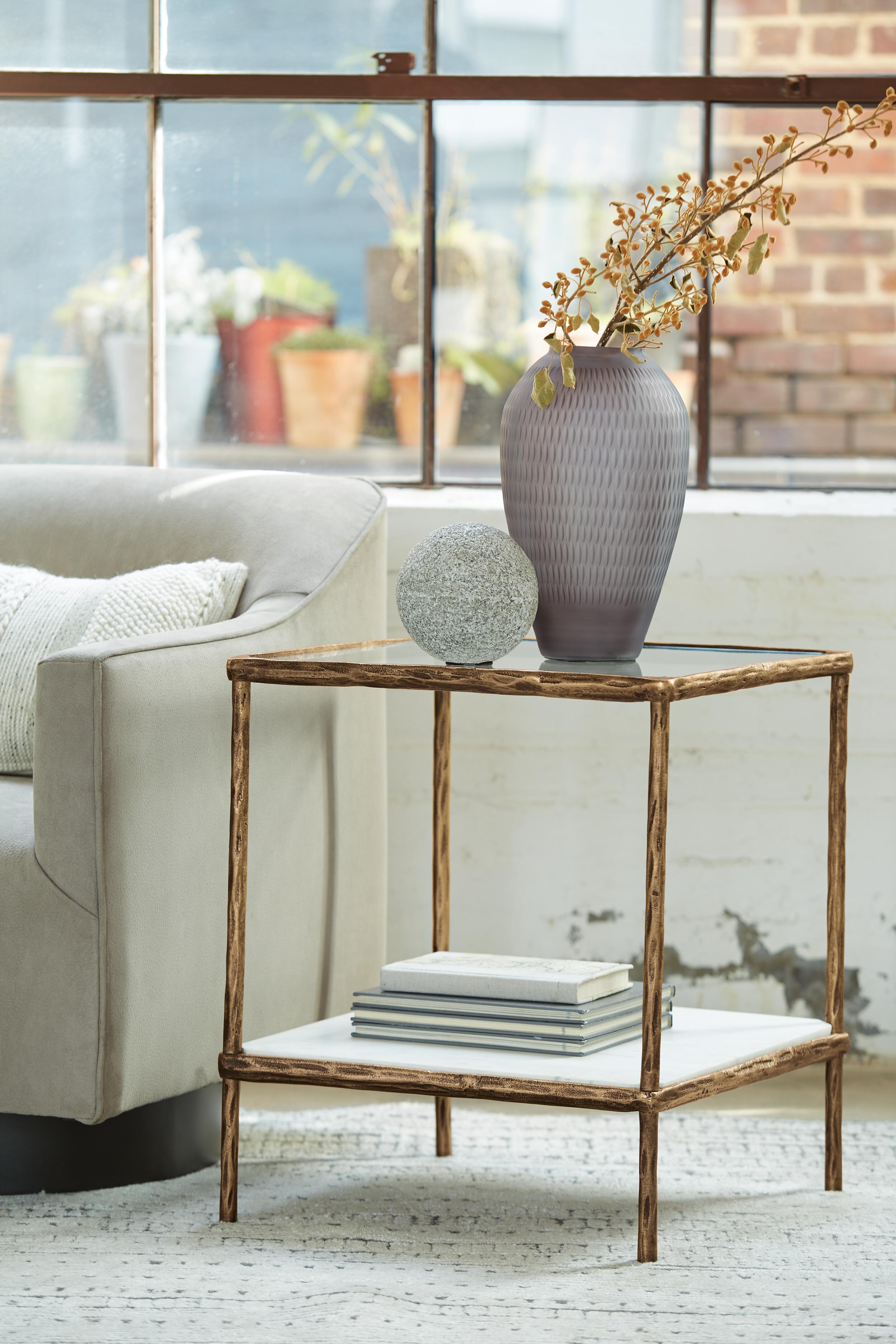 Click here for Ryandale Accent Table  Antique Brass Finish prices
