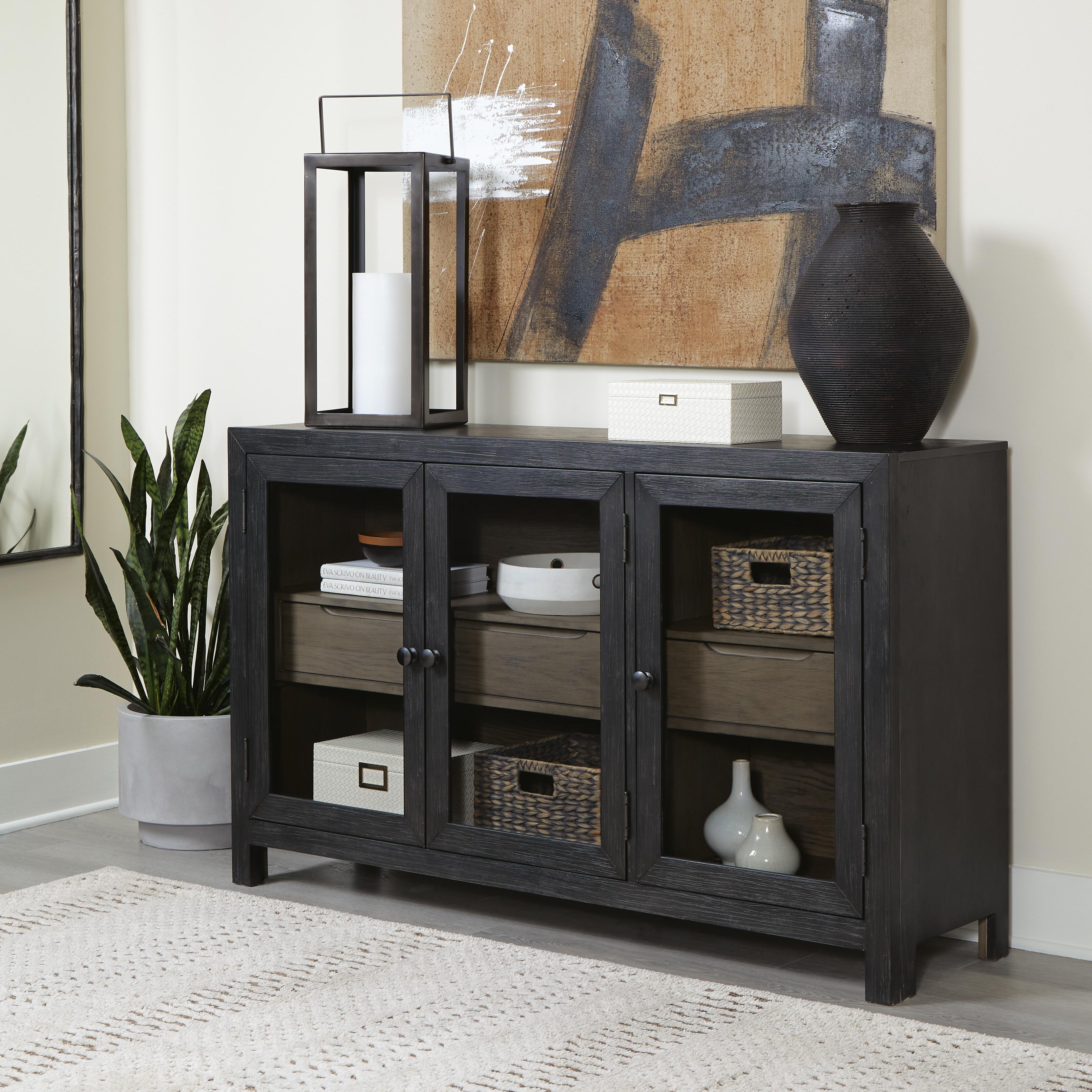 Click here for Lenston 3 Door Accent Cabinet  Black/Gray prices