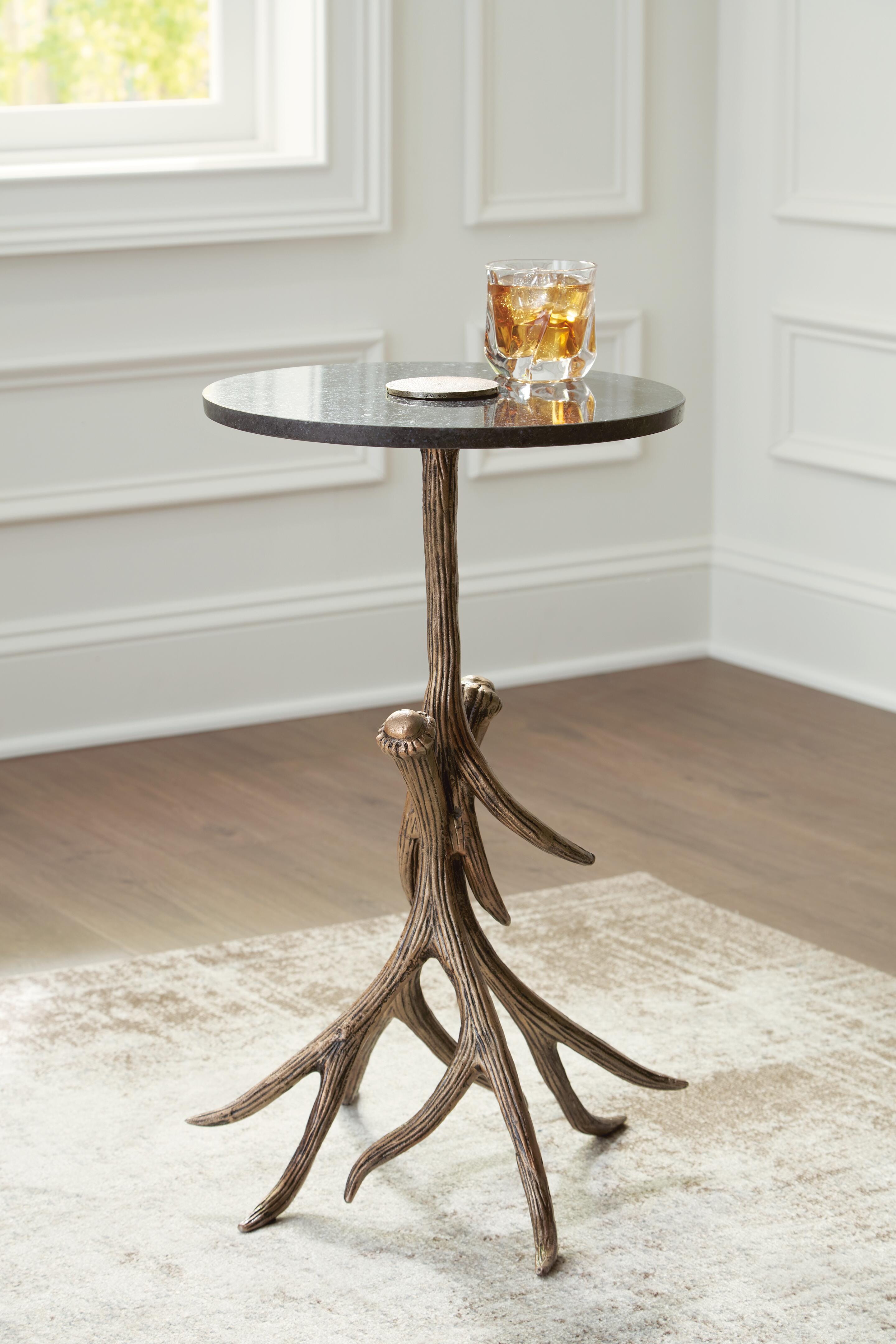 Click here for Lemkins Accent Table  Black/Antique Gold Finish prices