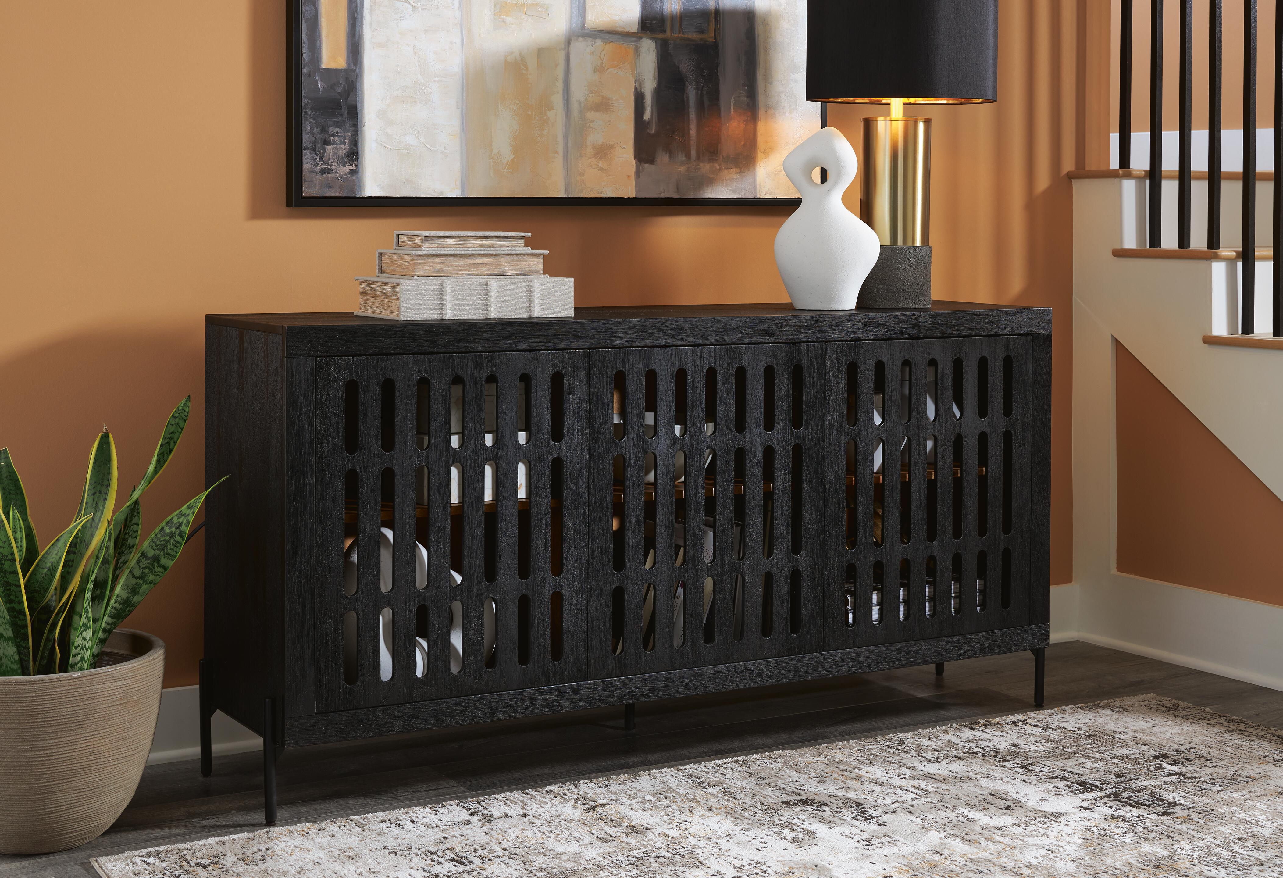 Click here for Vallisburg Accent Cabinet  Black/Natural prices