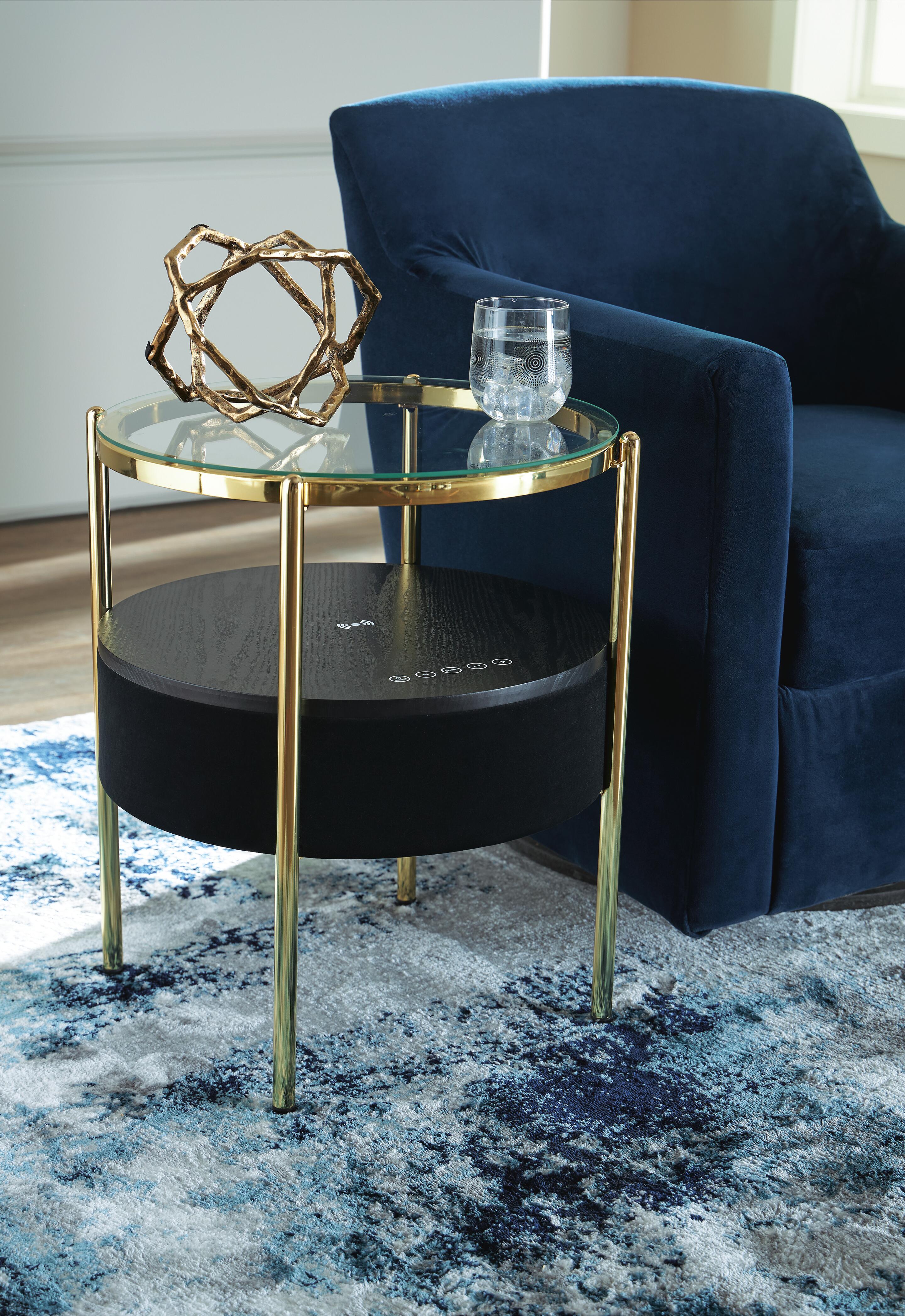 Click here for Nedman Accent Table with Speaker  Black/Gold Finis... prices