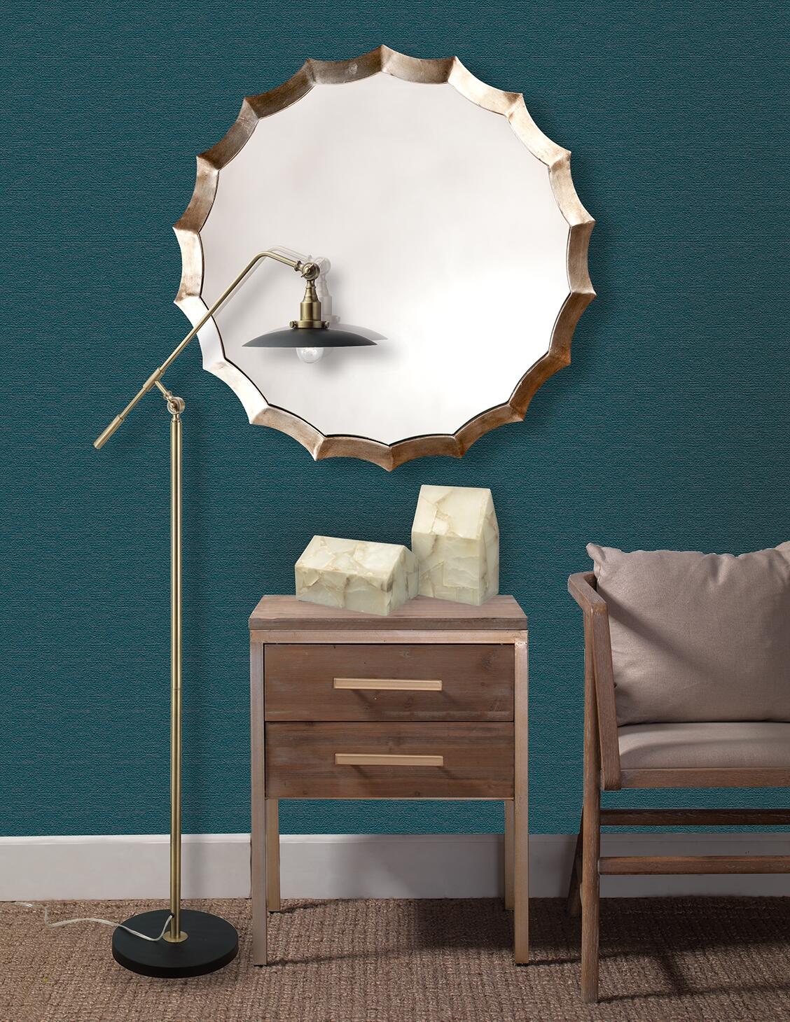 Click here for Scalloped Metal Round Mirror  Antique Silver Finis... prices