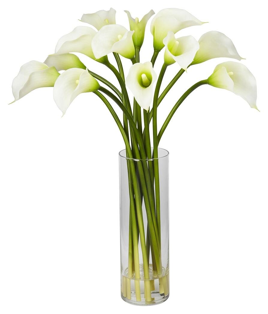 Click here for Mini Calla Lily Silk Flower Arrangement  White prices