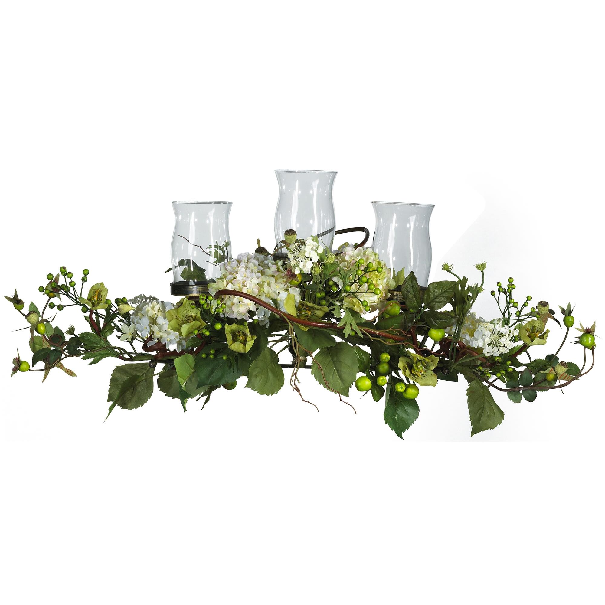 Click here for Hydrangea Triple Candleabrum Centerpiece  Green prices