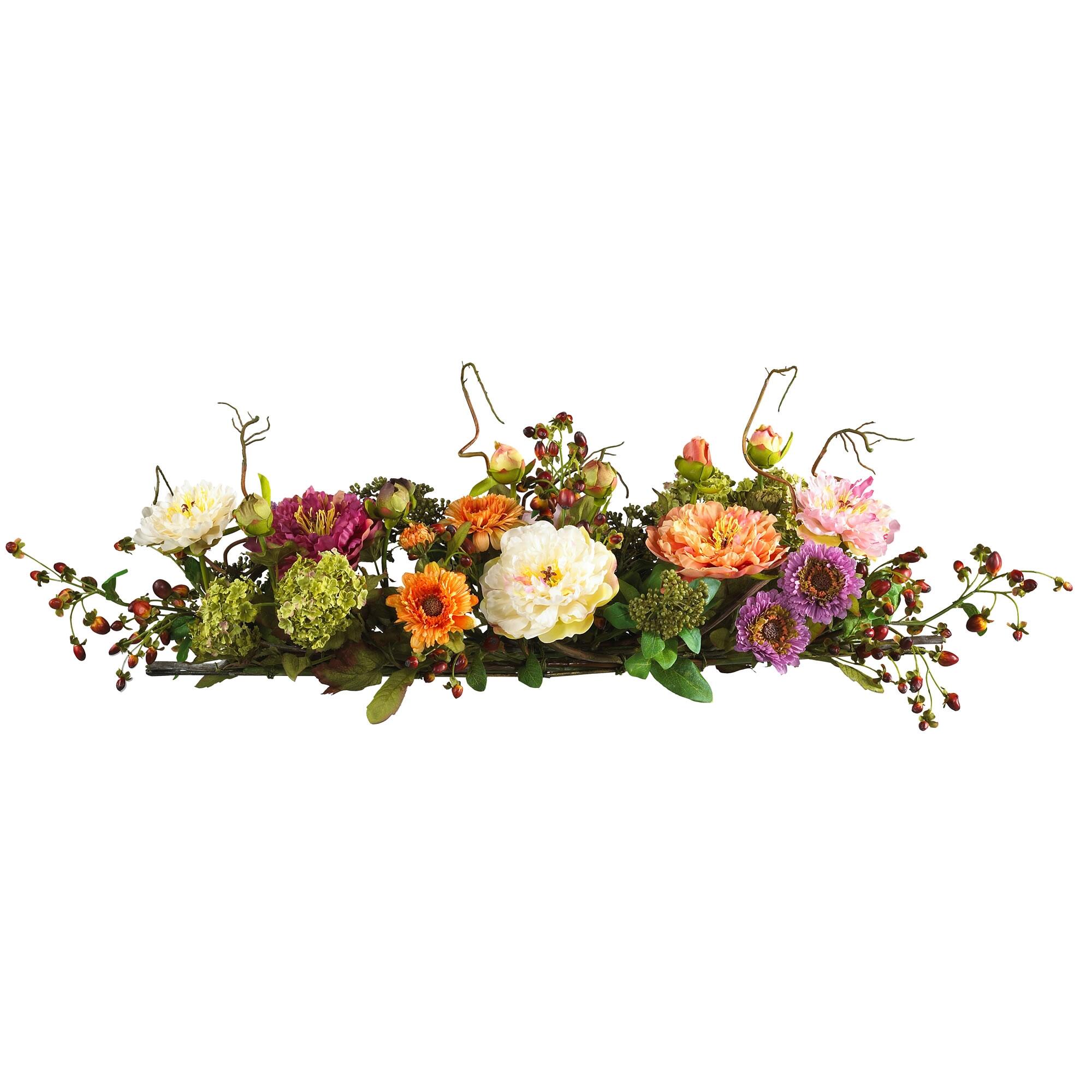Click here for Mixed Peony Centerpiece Silk Flower Arrangement  M... prices