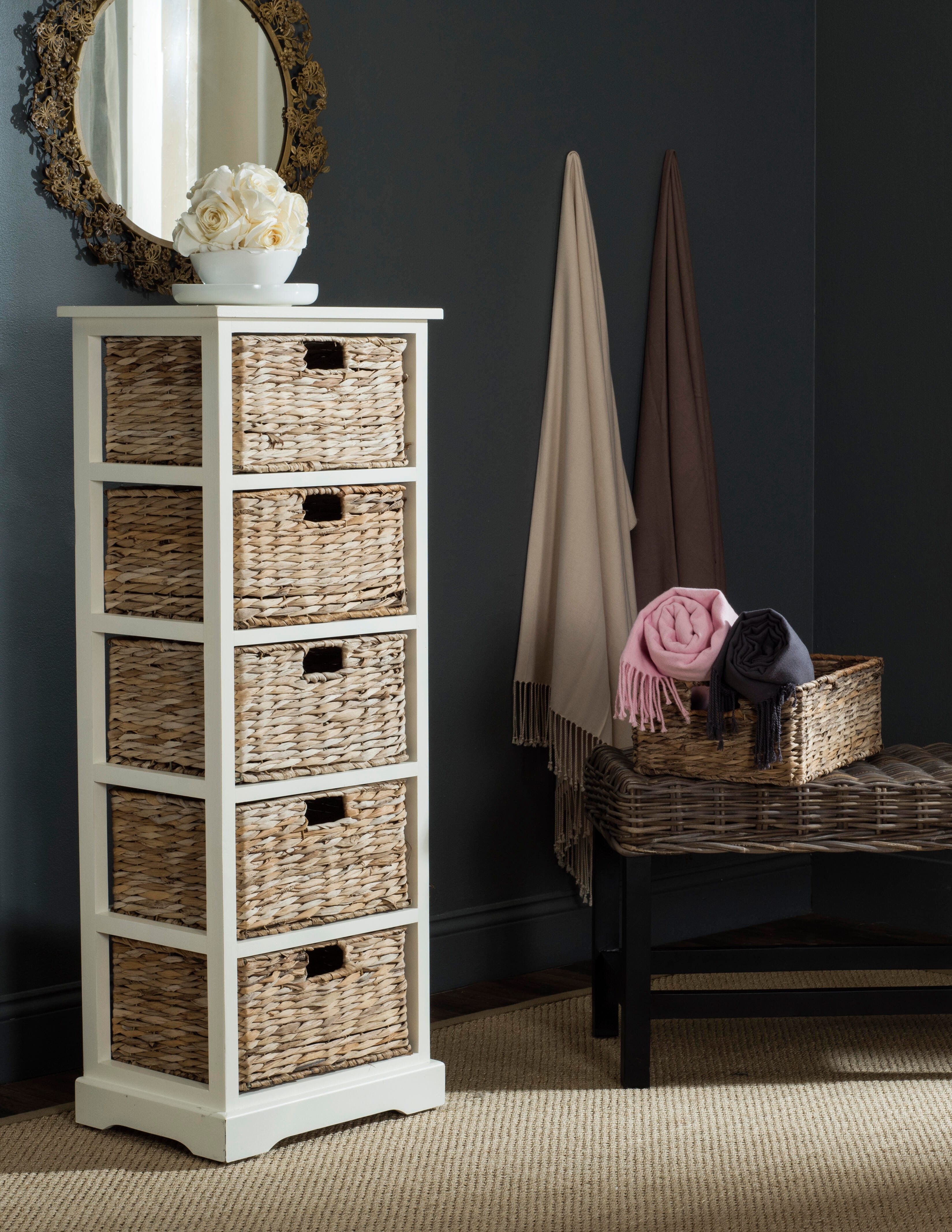 Click here for Vedette 5-Basket Storage Tower  Distressed White prices