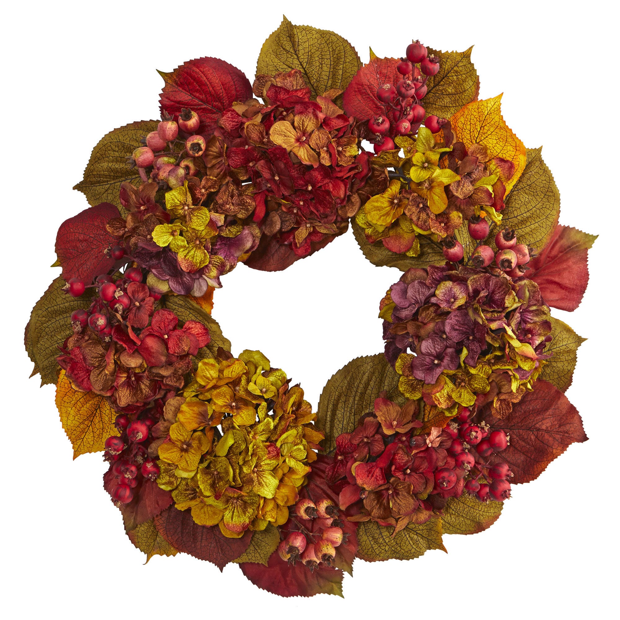 Click here for Harvest 24 Hydrangea Wreath  Multi prices