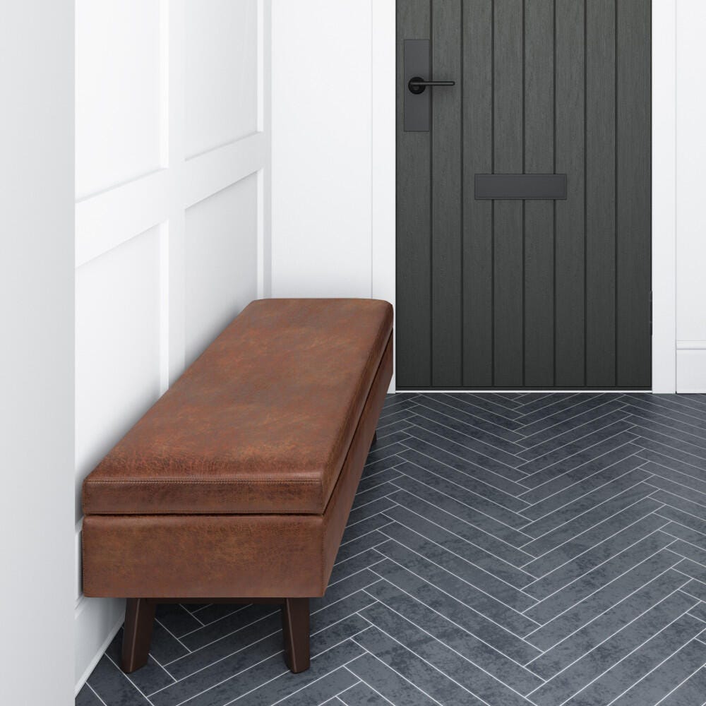 Click here for Owen Storage Ottoman Leather  Distressed Saddle Br... prices