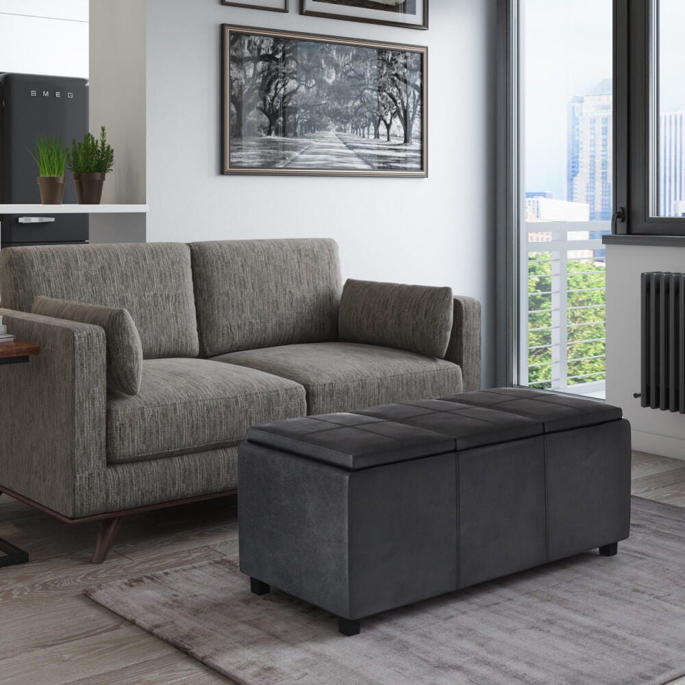 Click here for Simpli Home Avalon Storage Ottoman with Trays Leat... prices