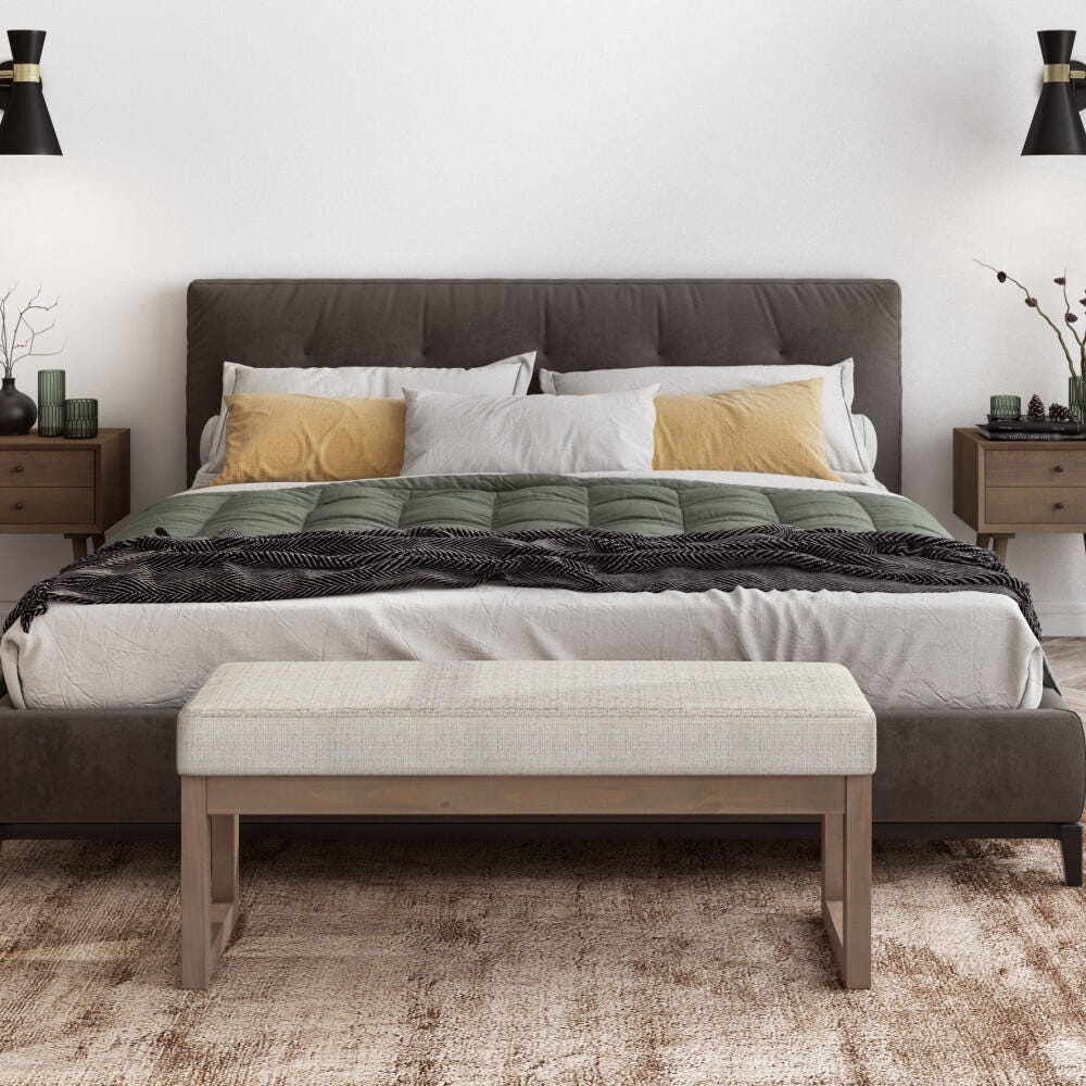 Click here for Milltown Large Bench in Platinum Fabric  White prices