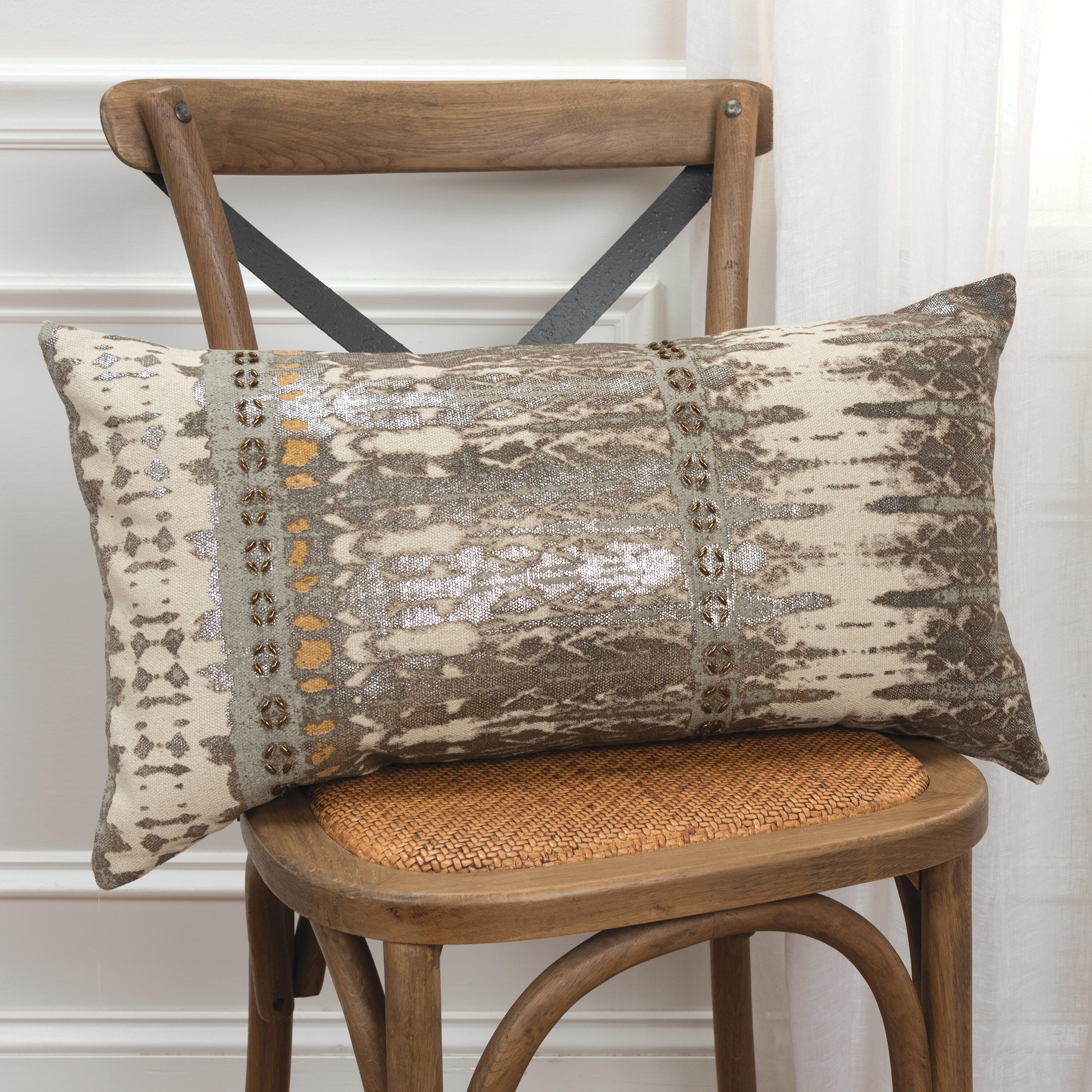 Click here for Home Accents Distressed Tribal Throw Pillow  Gray prices