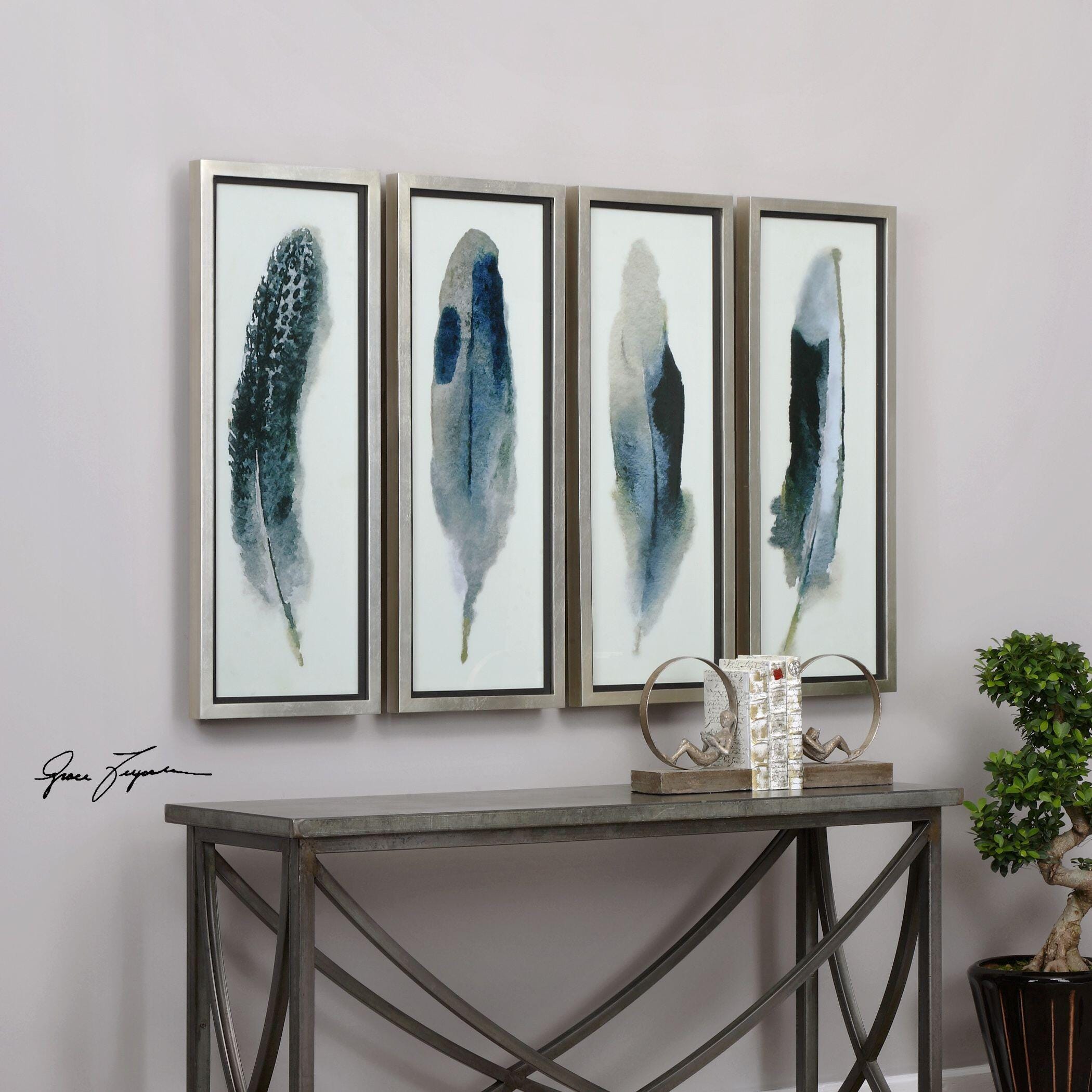 Click here for Uttermost Feathered Beauty Prints Set of 4  Blue/B... prices