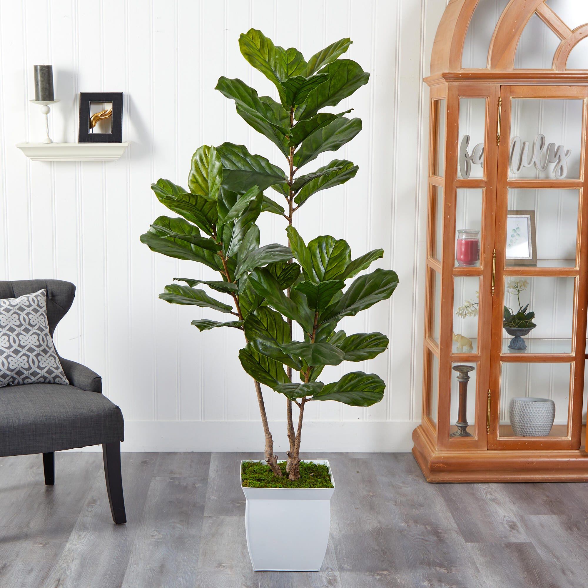 Click here for 5.5 Fiddle Leaf Artificial Tree in White Metal Pla... prices
