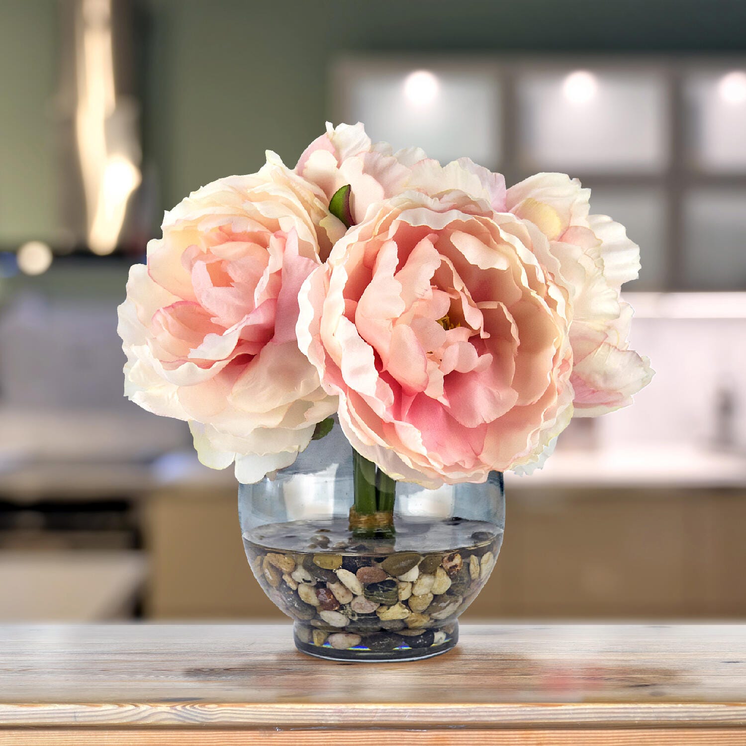 Click here for Peonies Floral Arrangement in Glass Vase  Pink prices