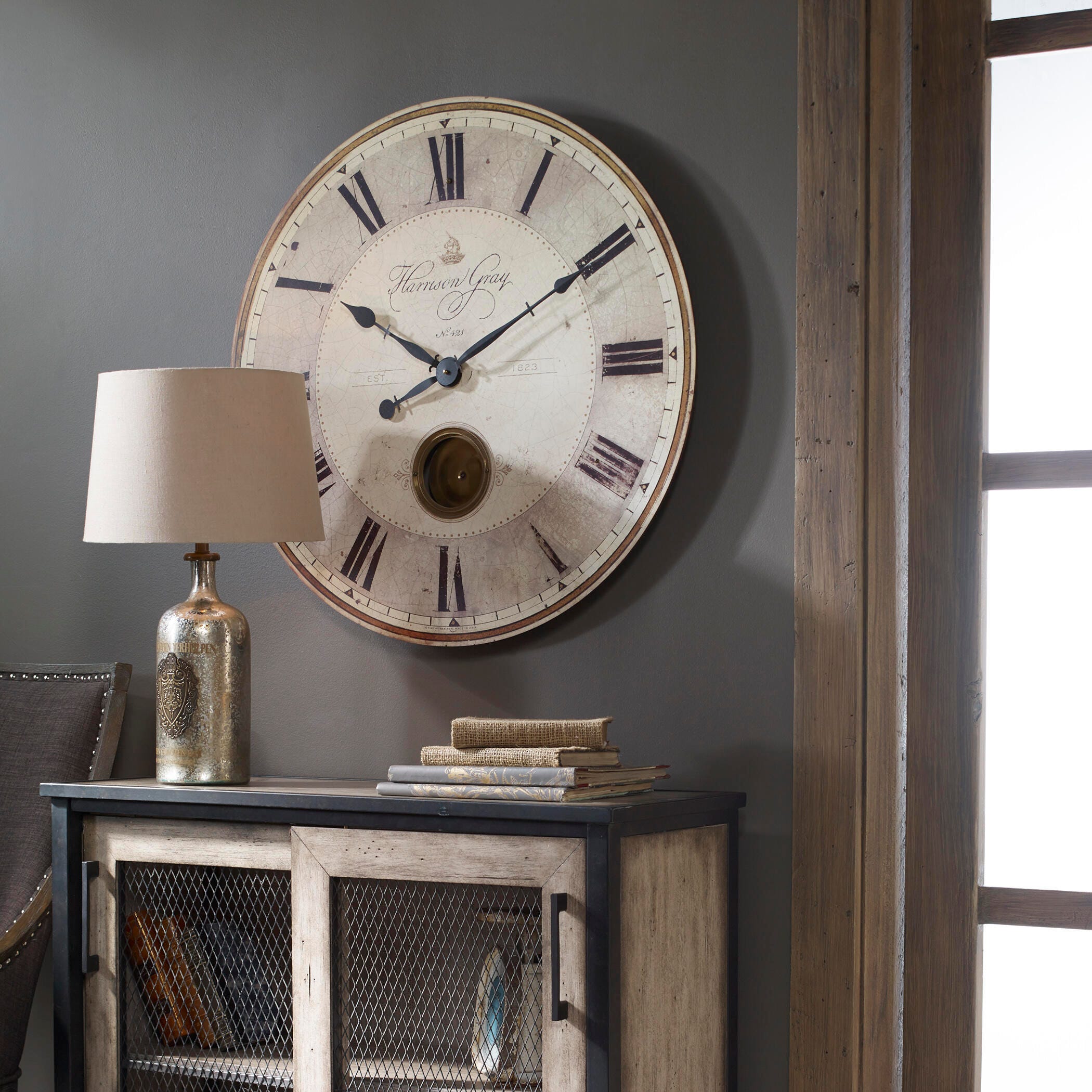 Click here for Uttermost Harrison Gray 30 Clock  White prices