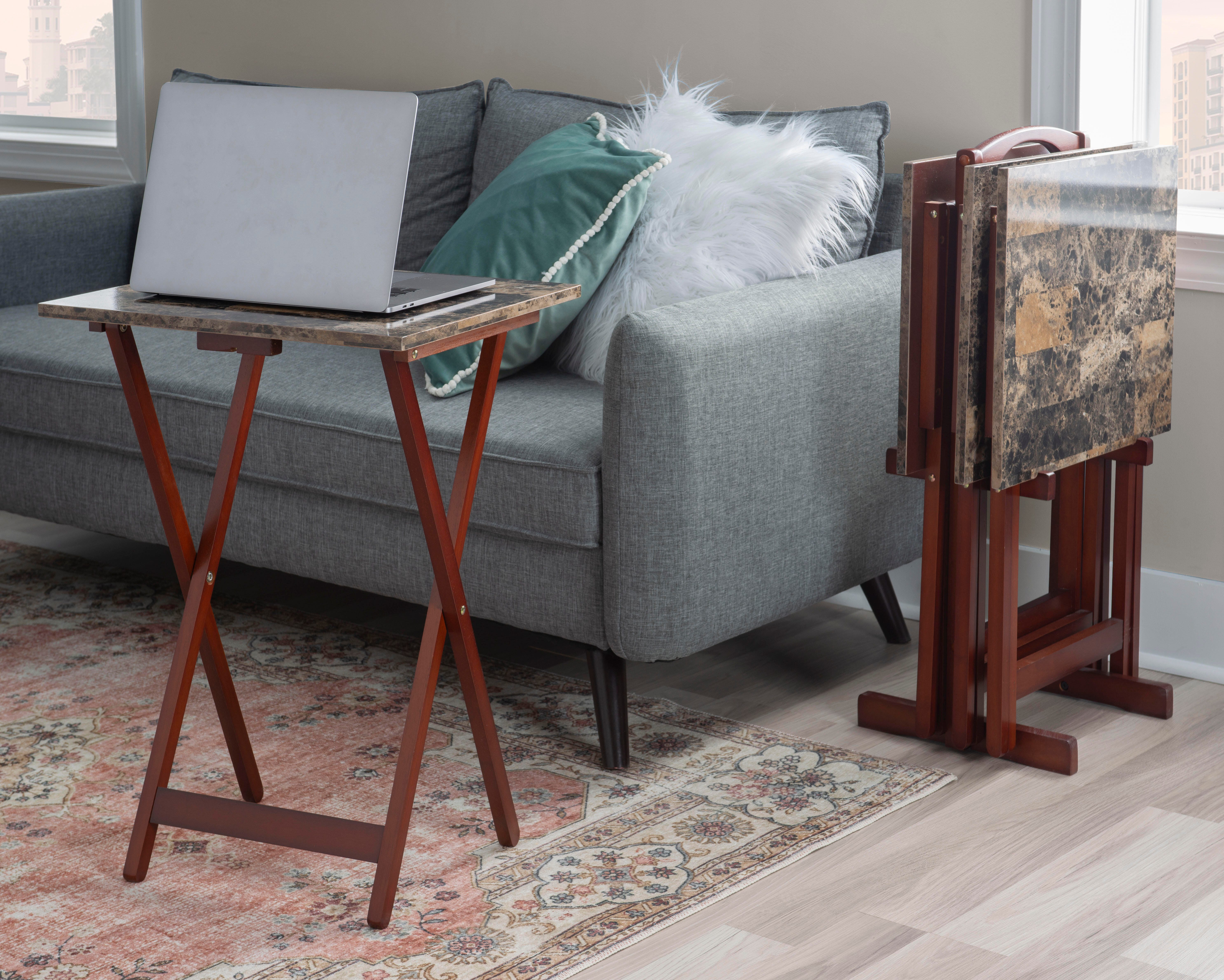 Click here for Faux Marble TV Tray 4-Piece Set  Brown prices