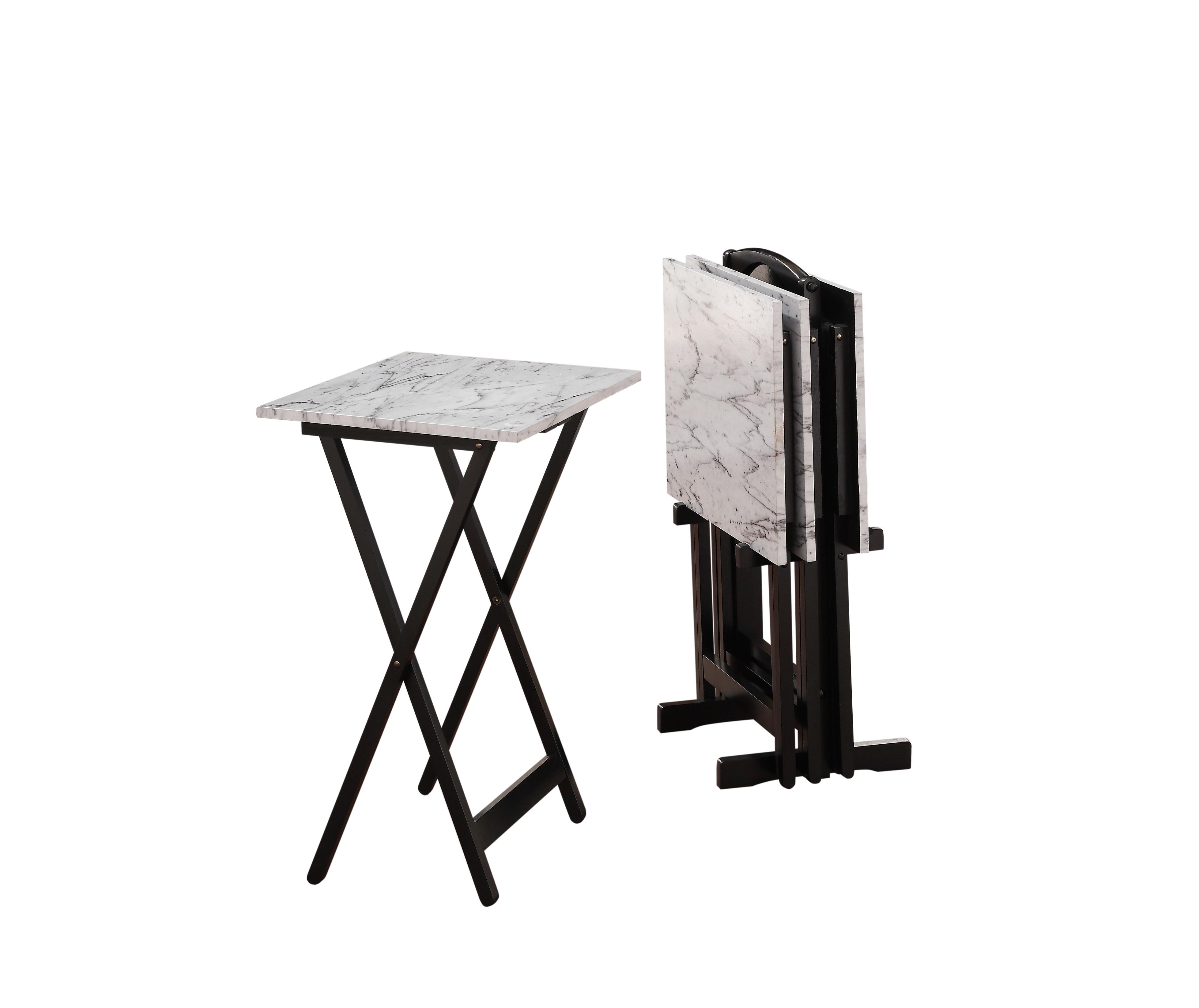 Click here for Faux Marble TV Tray 4-Piece Set  Black prices