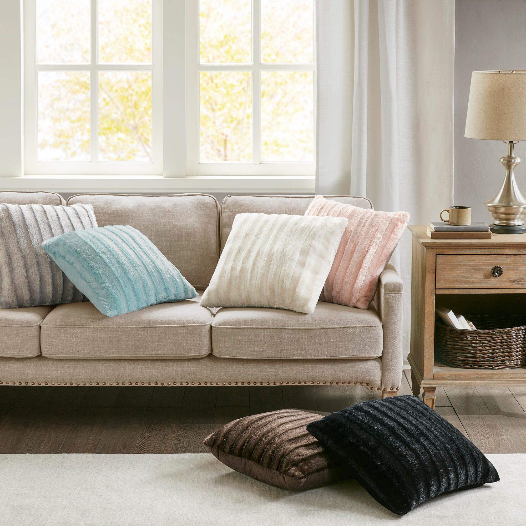 Click here for York Faux Fur Square Pillow  Black prices