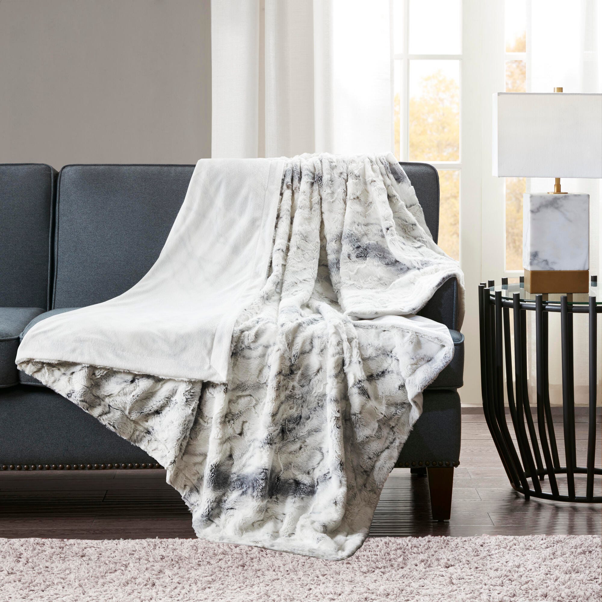 Click here for Aina Oversized Faux Fur Throw  Gray prices