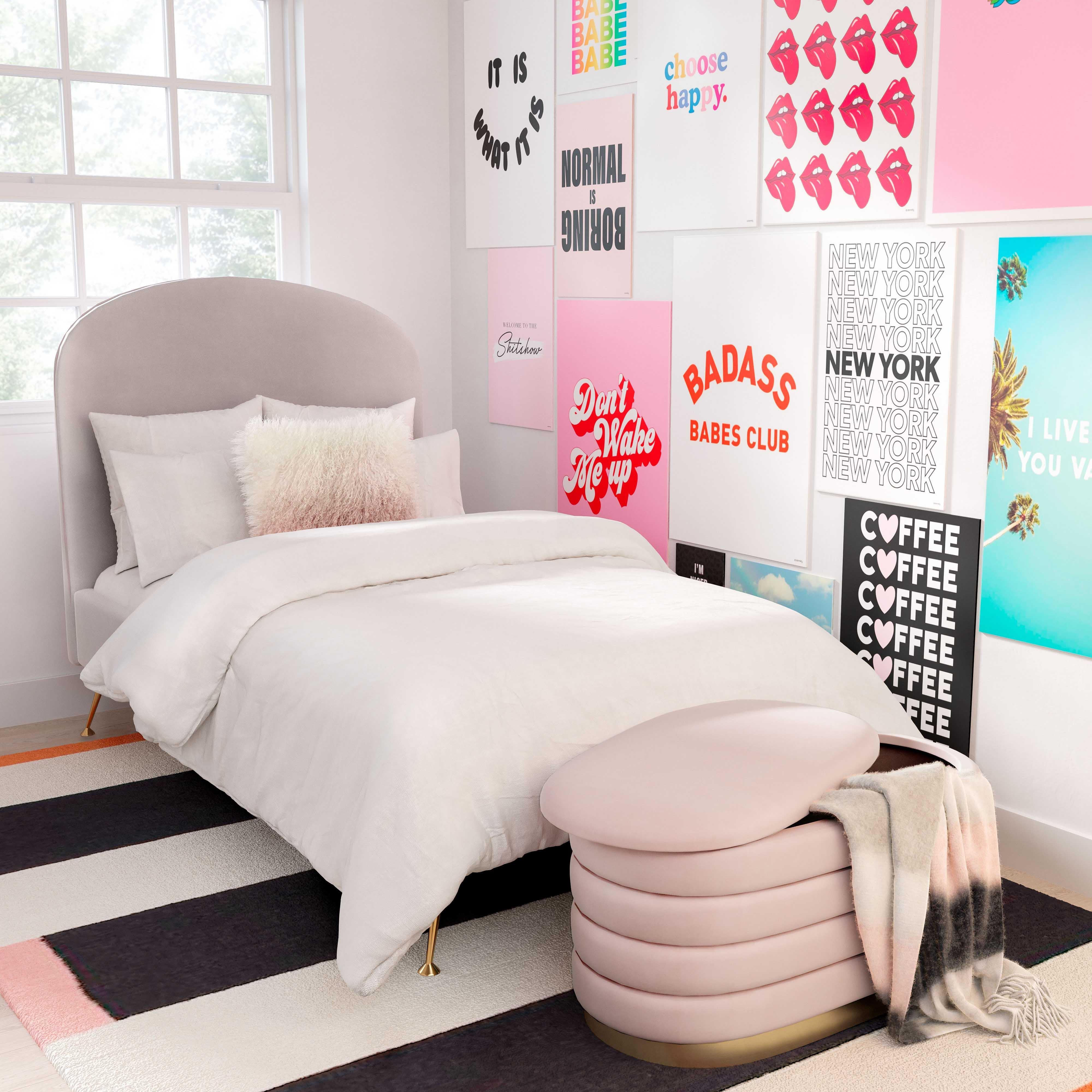 Click here for TOV Furniture Lillian Storage Bench  Blush prices