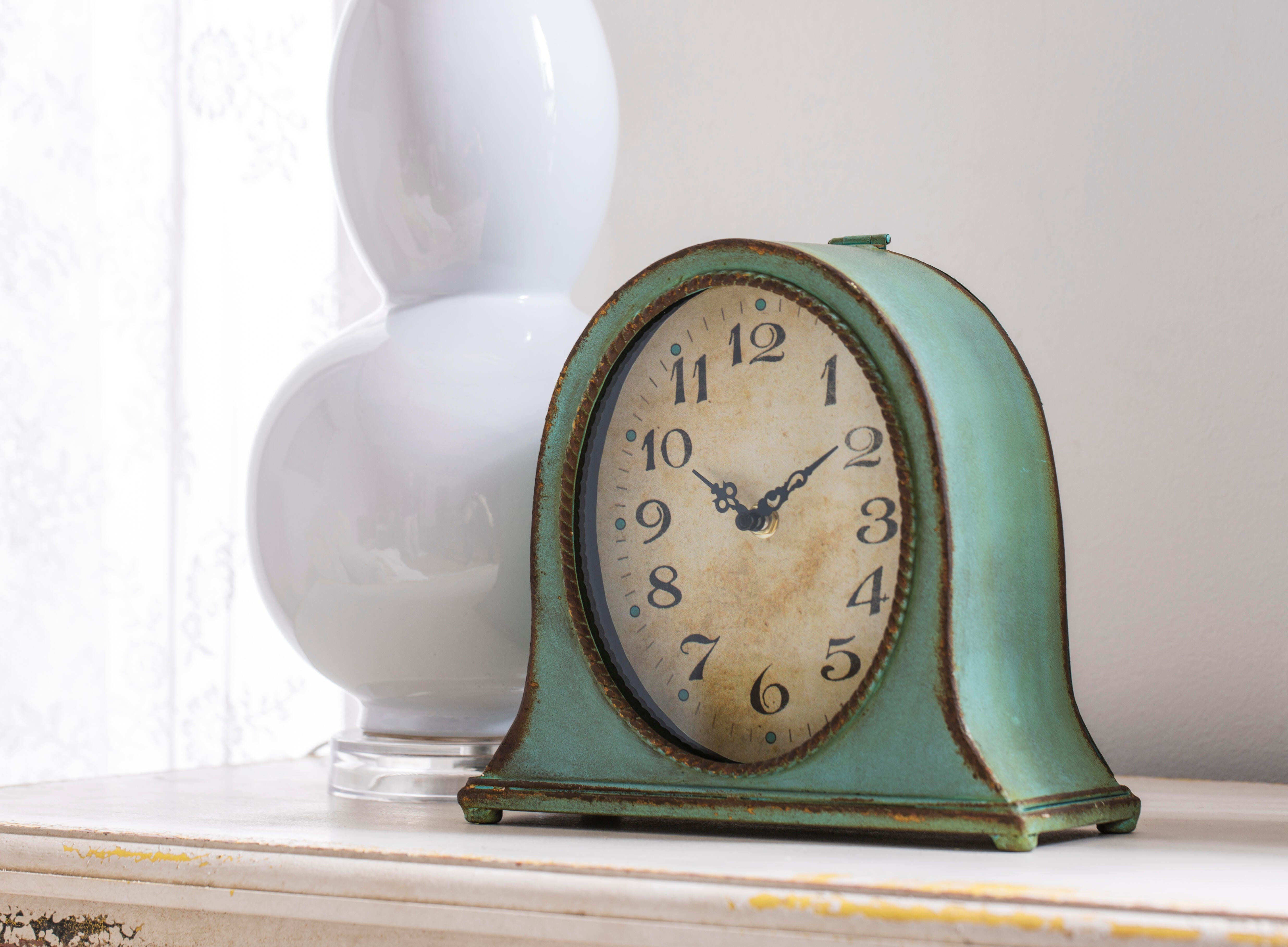 Click here for Storied Home Mantel Clock With Aqua Finish prices