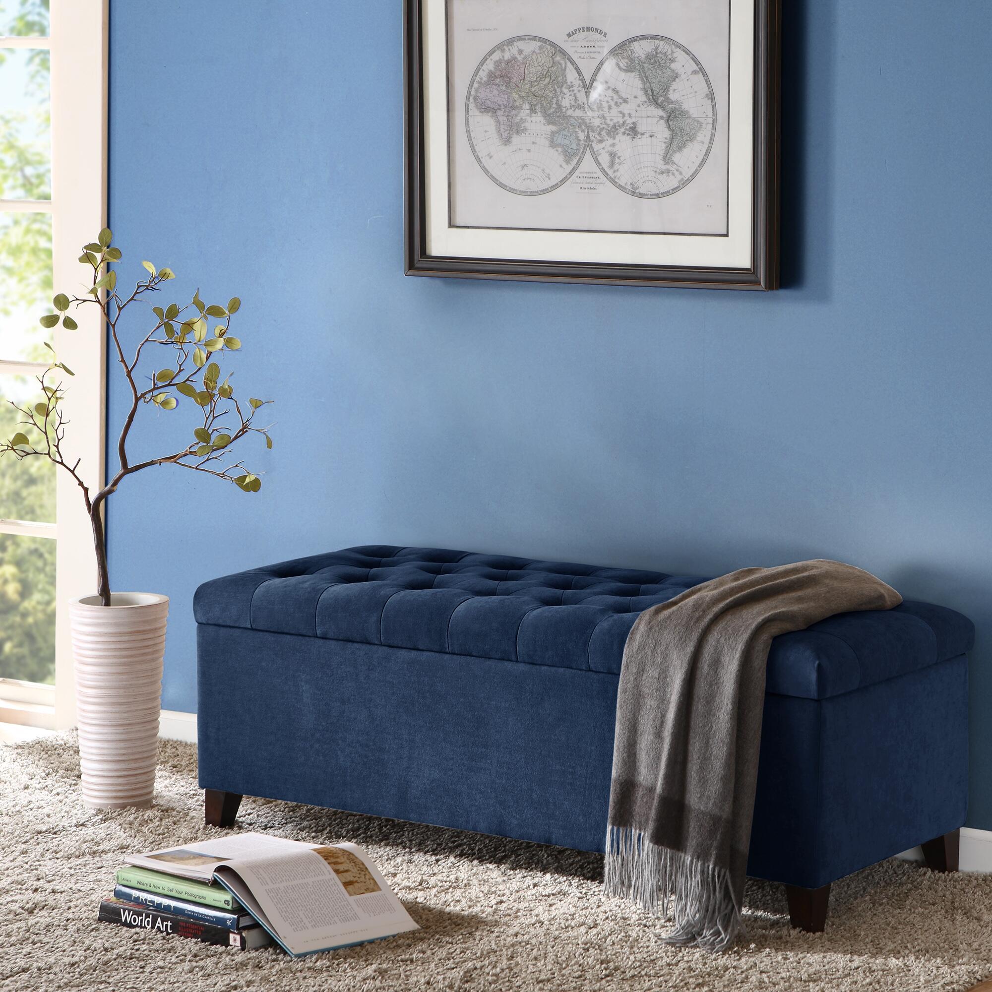 Click here for Selah Tufted Top Soft Close Storage Bench  Navy prices