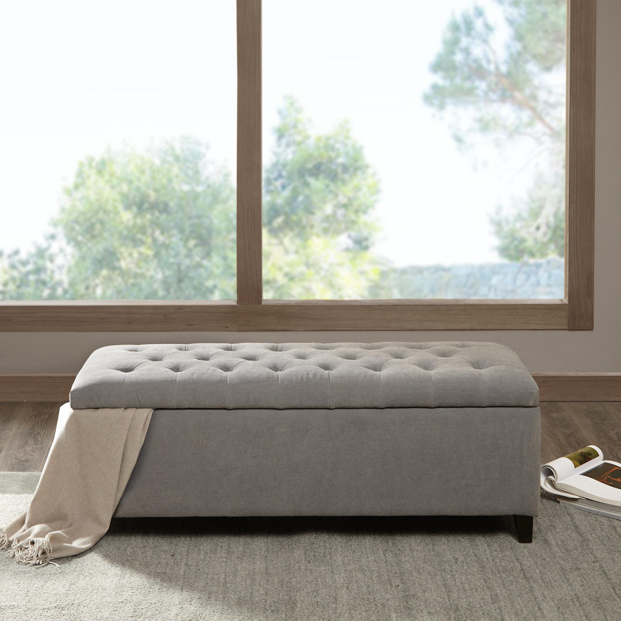 Click here for Selah Tufted Top Soft Close Storage Bench  Gray prices