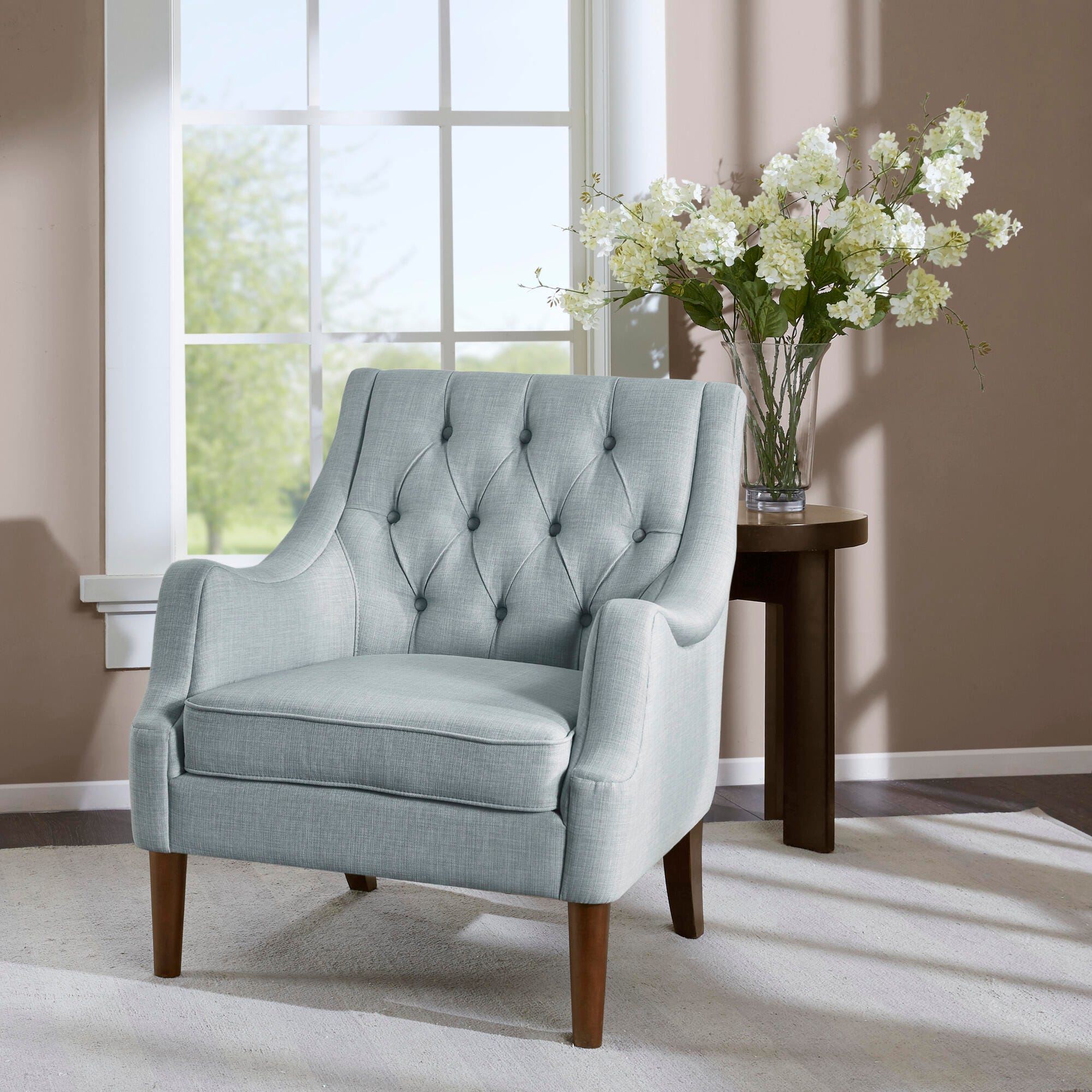 Click here for Cassie Button Tufted Accent Chair  Dusty Blue prices