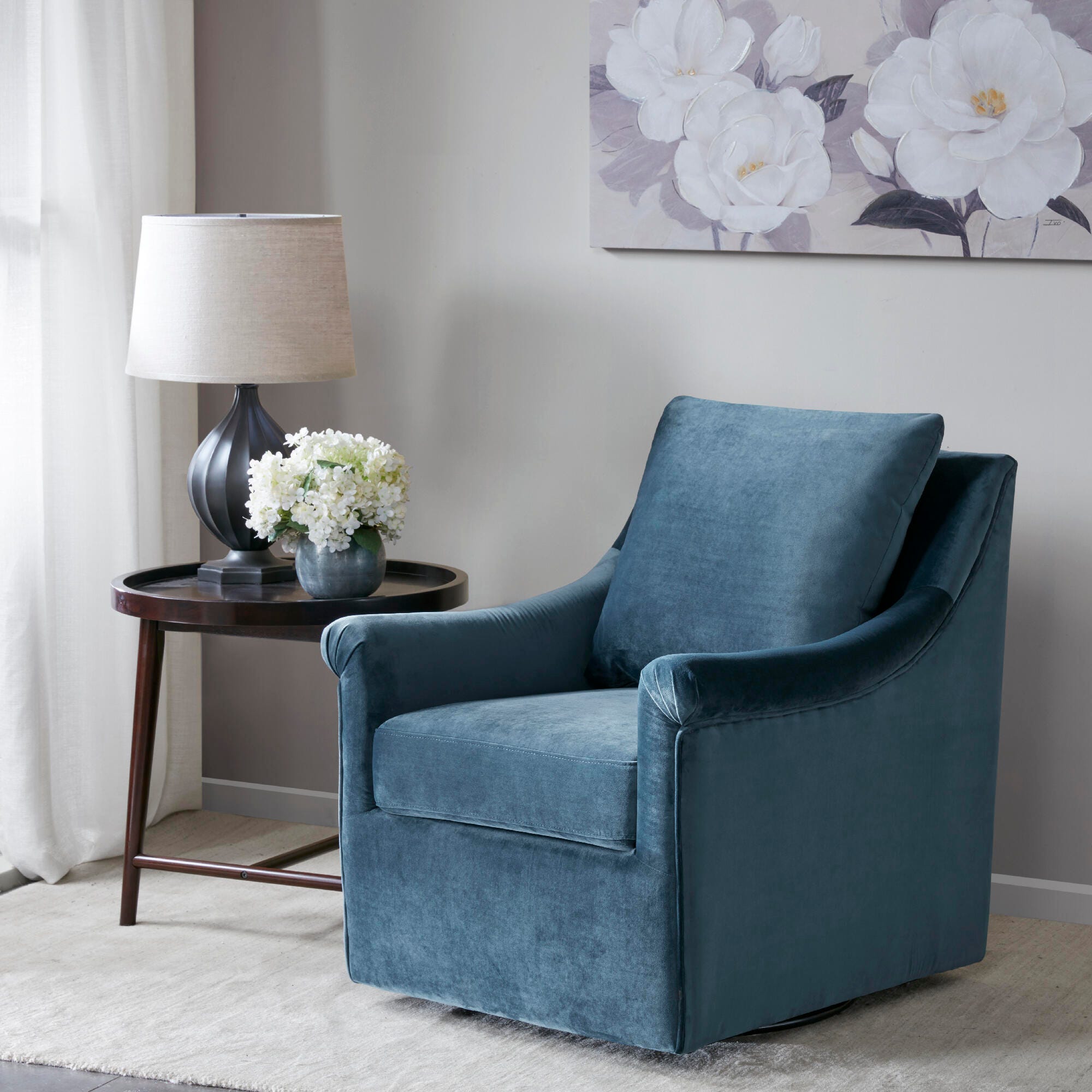Click here for Sparta Upholstered Swivel Accent Chair  Blue prices